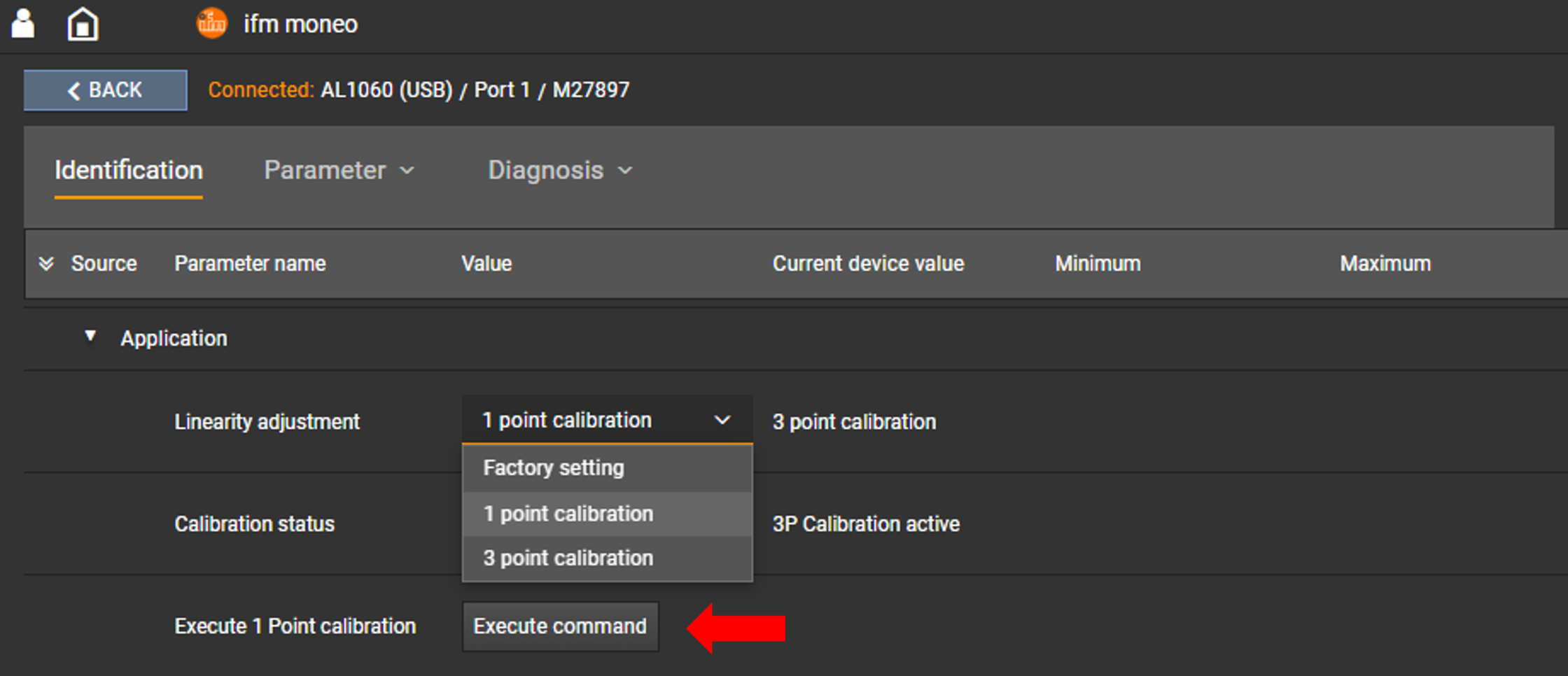 P|Prox displacement sensor: Device configuration - ifm