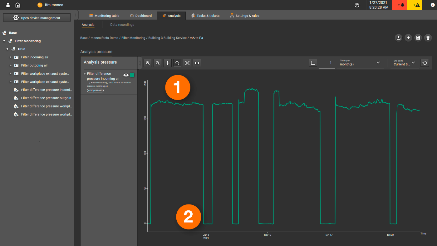 moneo | Visualization and analysis of filter conditions - ifm