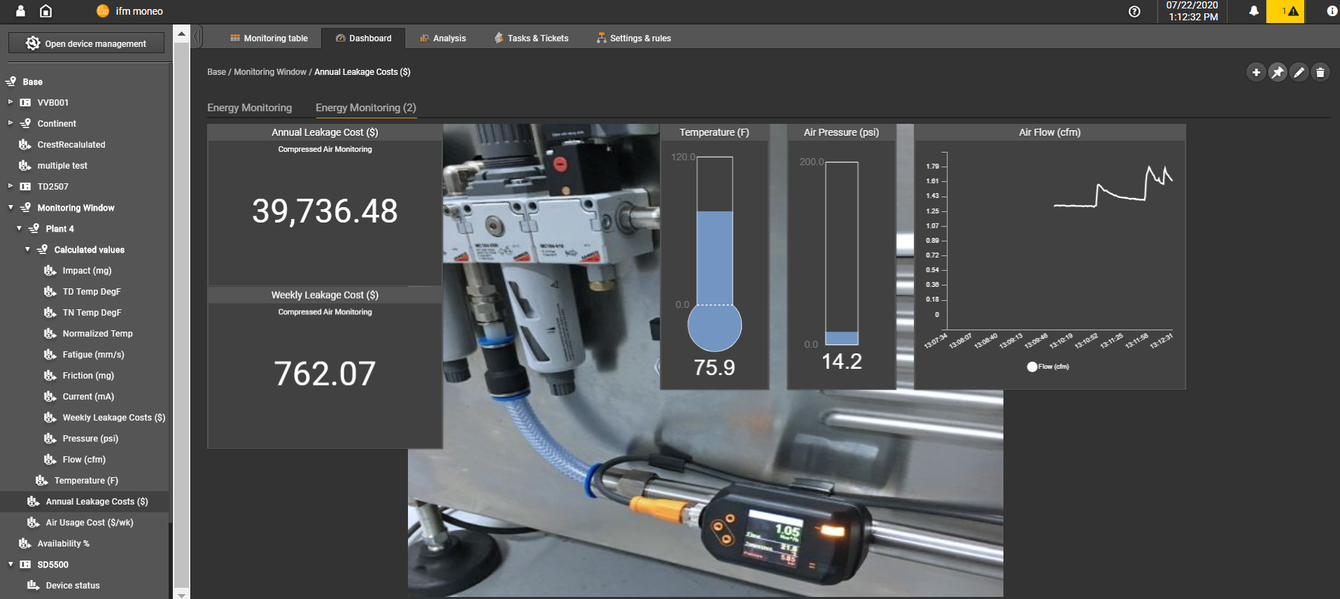 IO-Link real-time analytics for compressed air optimization - ifm