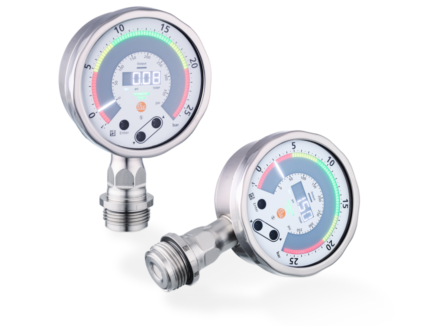 Electronic manometer with smart pressure display - ifm