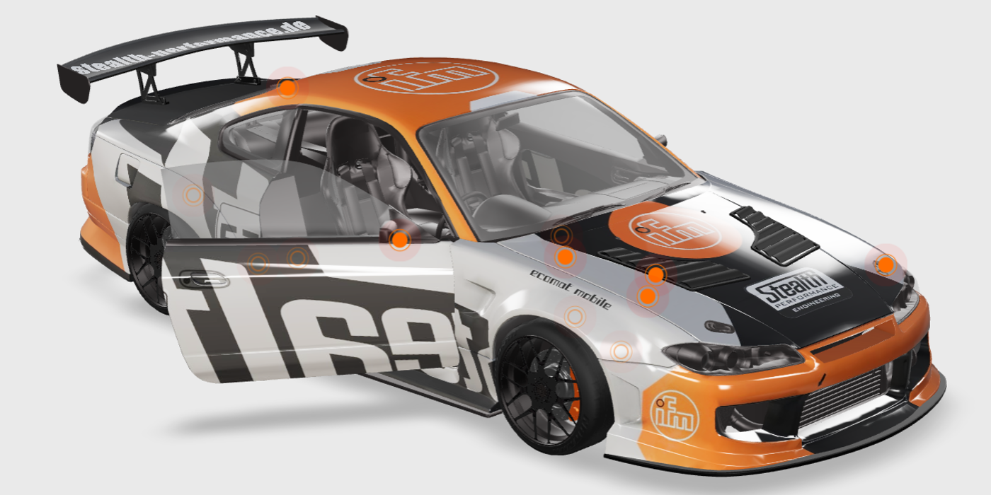 Sensors monitor relevant operating media of a racing car - ifm