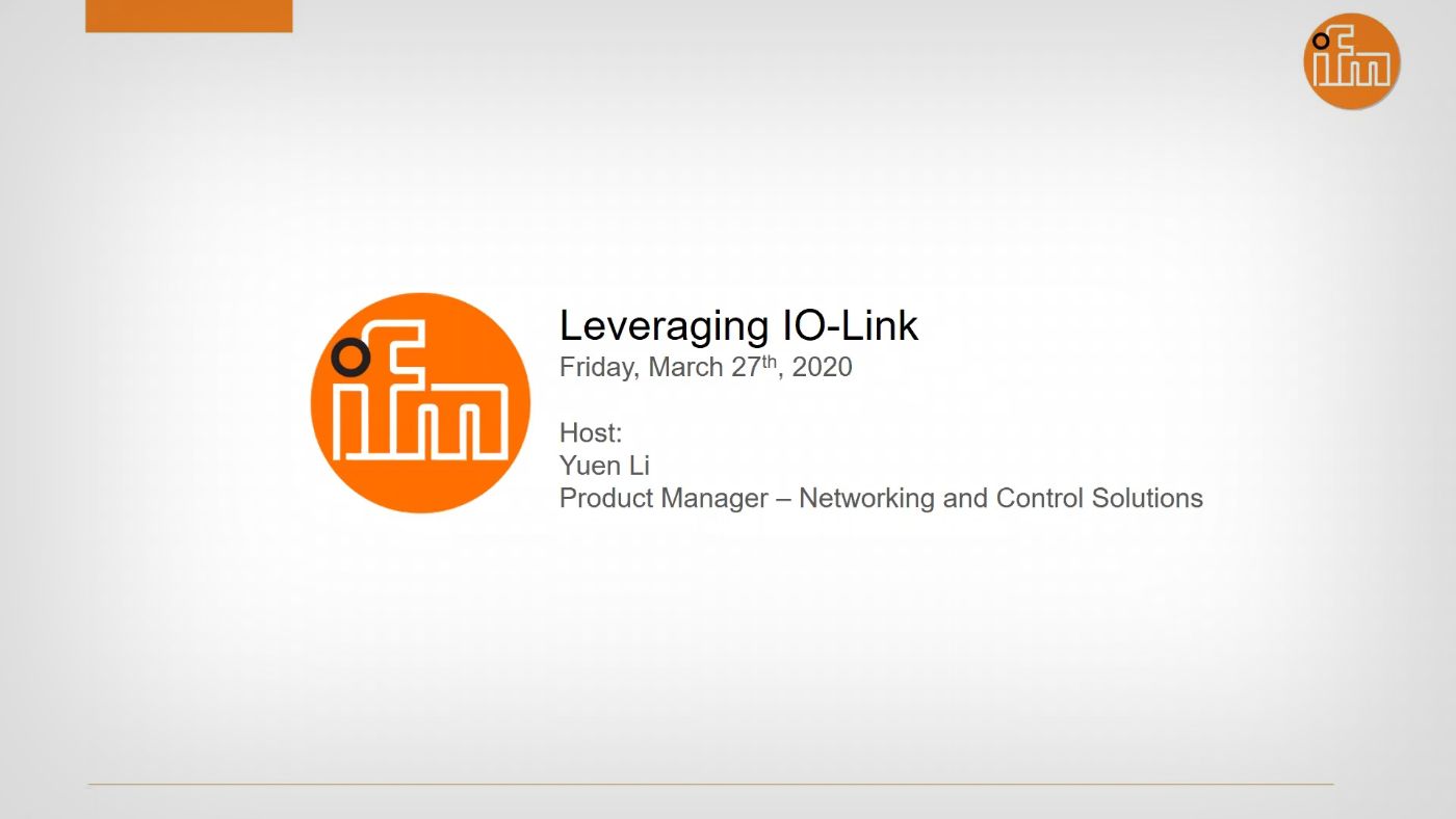 Product Webinars: IO-Link - ifm