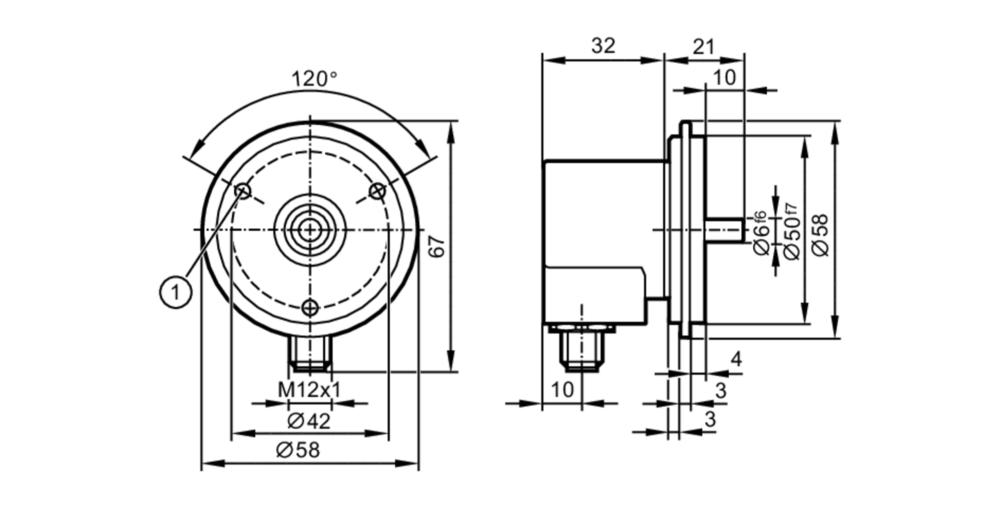 RM9007 - Absolute multiturn encoder with solid shaft - ifm