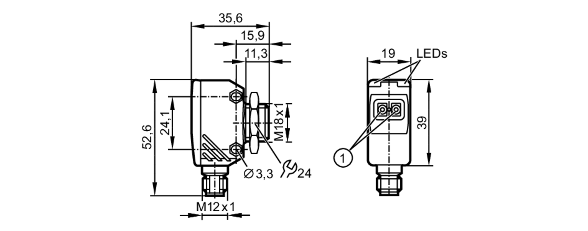 OGH580 - Diffuse reflection sensor with background suppression - ifm
