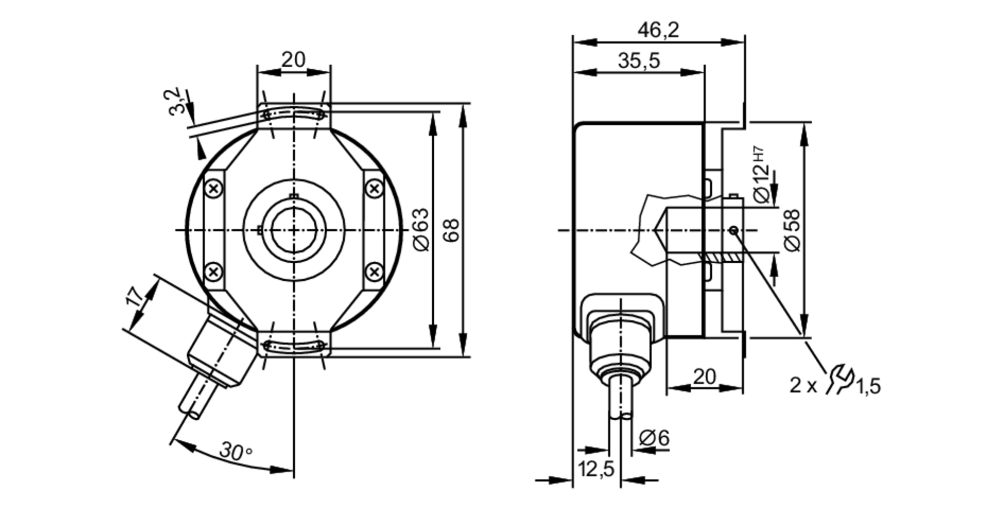 RO6361 - Encoder incremental de eixo oco - ifm