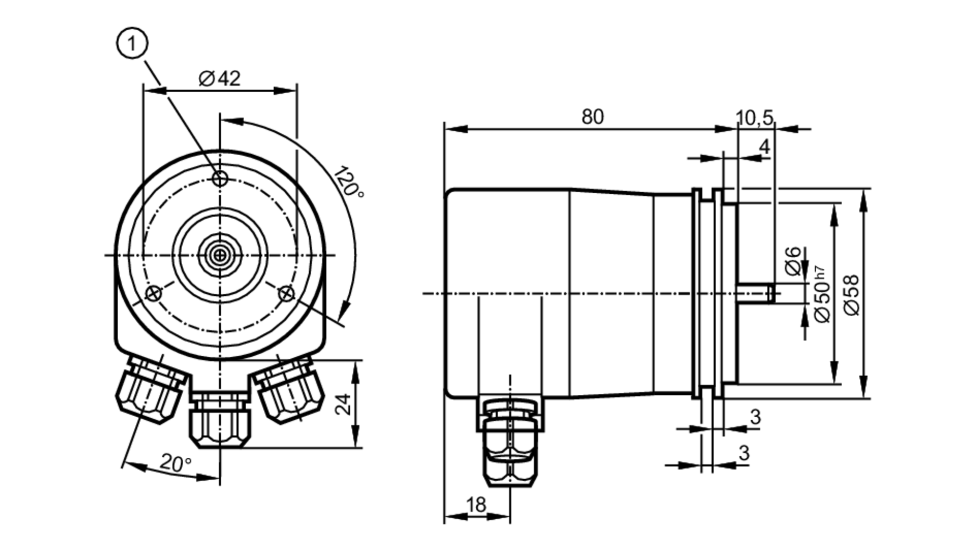 RM7003 - Encoder absoluto multivolta de eixo maciço - ifm