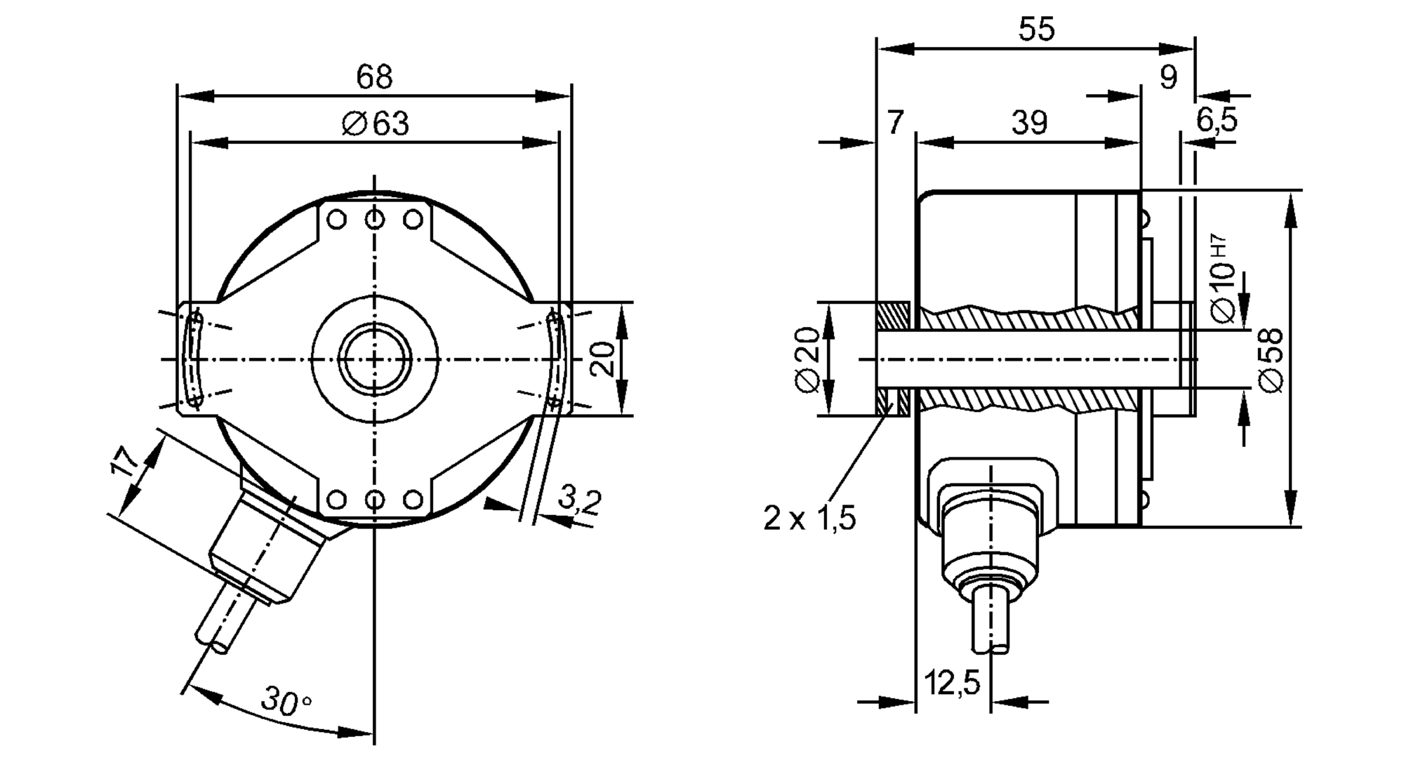 RO1305 - Encoder incremental de eixo oco - ifm