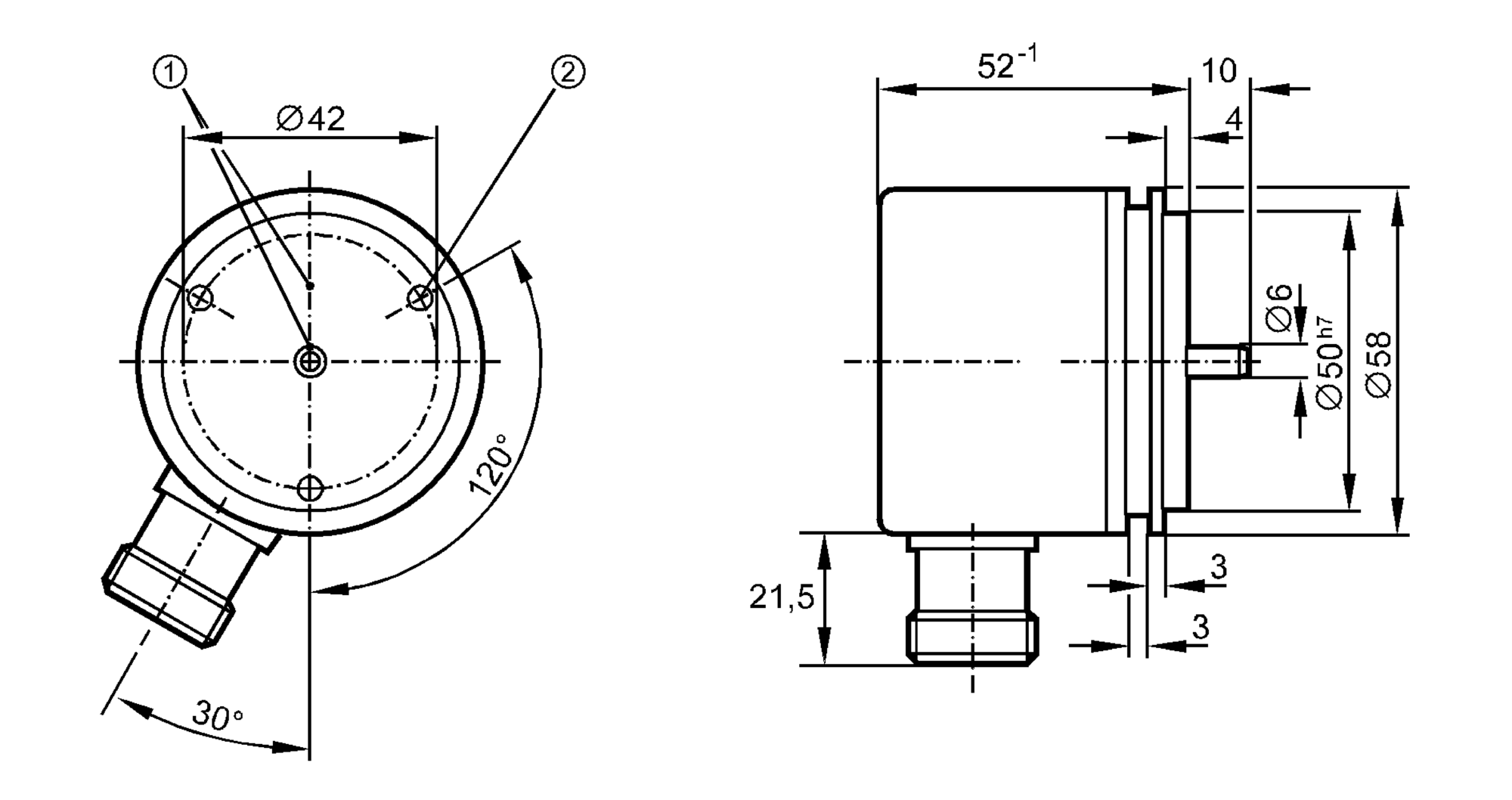 RU6114 - Encoder incremental de eixo maciço - ifm