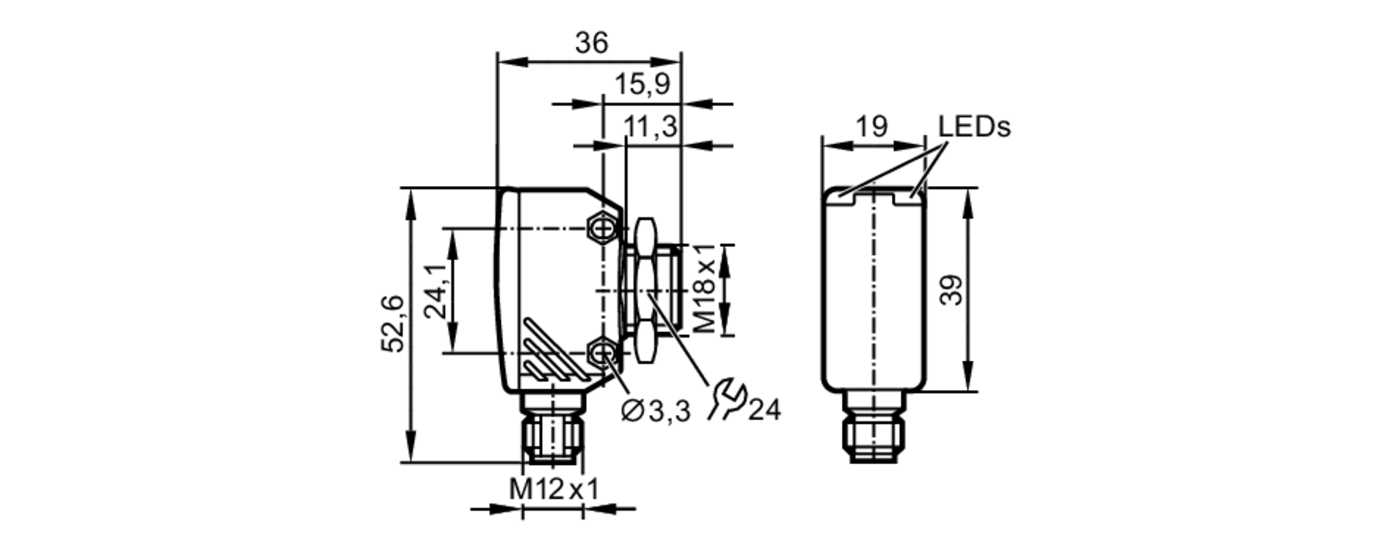 OGS280 - Through-beam sensor transmitter - ifm