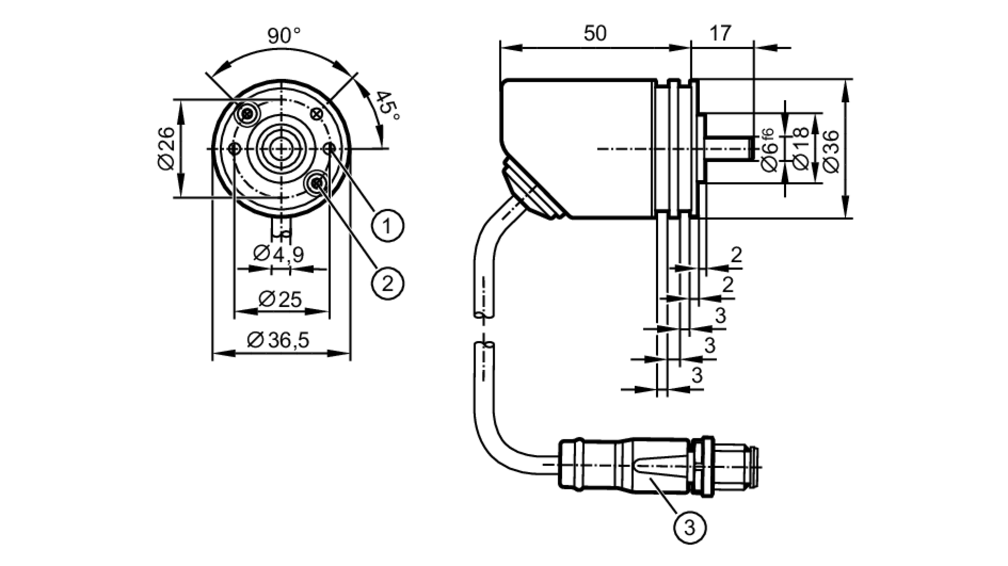 RB3560 - Codeur incrémental à arbre plein - ifm