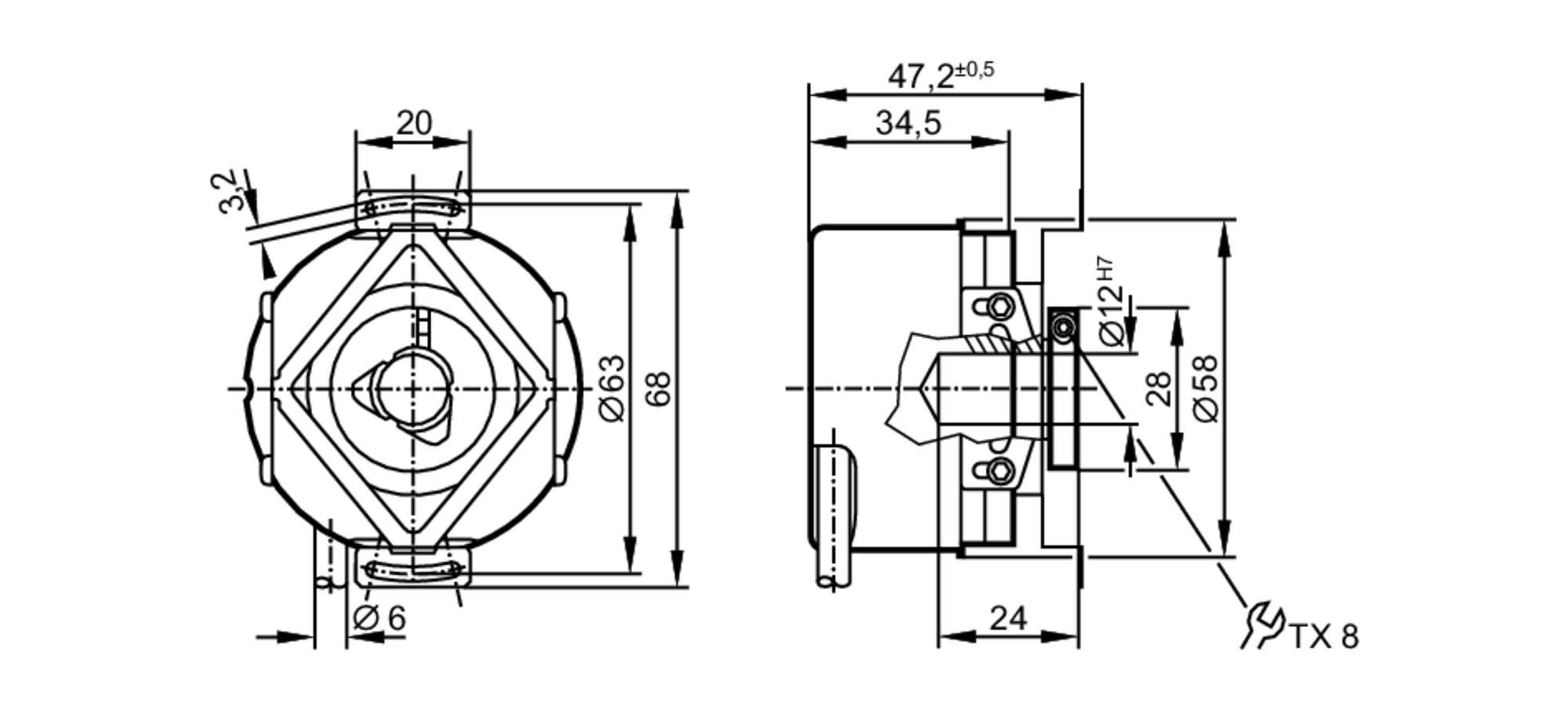 RO1363 - Inkrementaler Drehgeber mit Hohlwelle - ifm