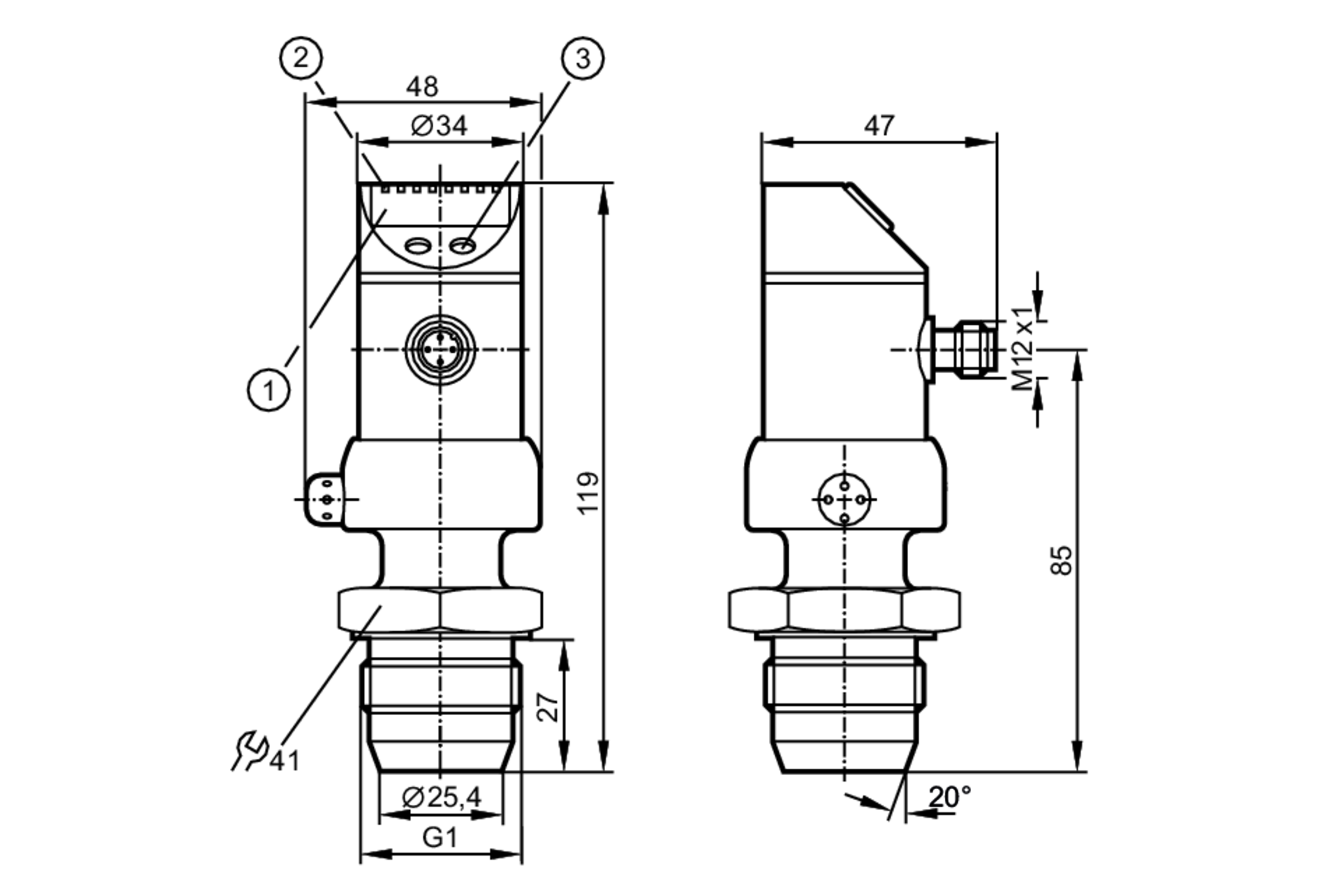 PI1695 - Frontbündiger Drucksensor mit Display - ifm