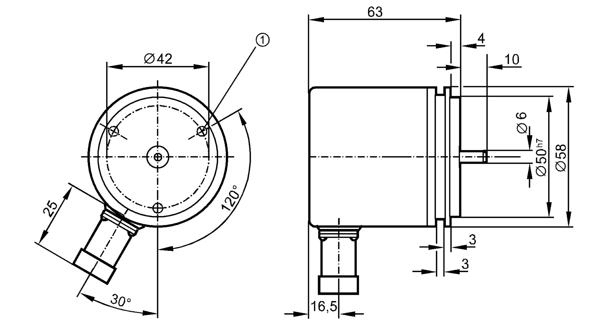 RM6115 - Encóder absoluto multivuelta con eje macizo - ifm