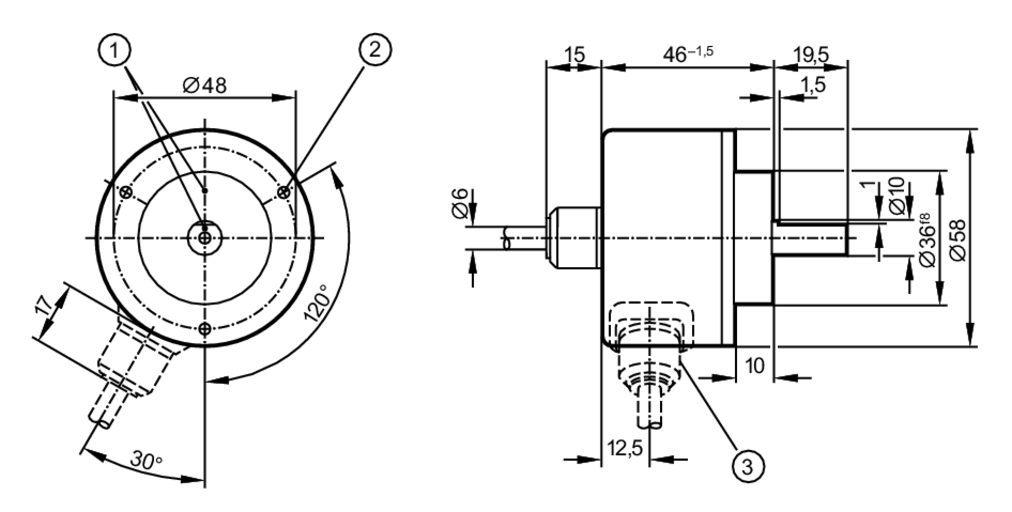 RV6037 - Inkrementaler Drehgeber mit Vollwelle - ifm