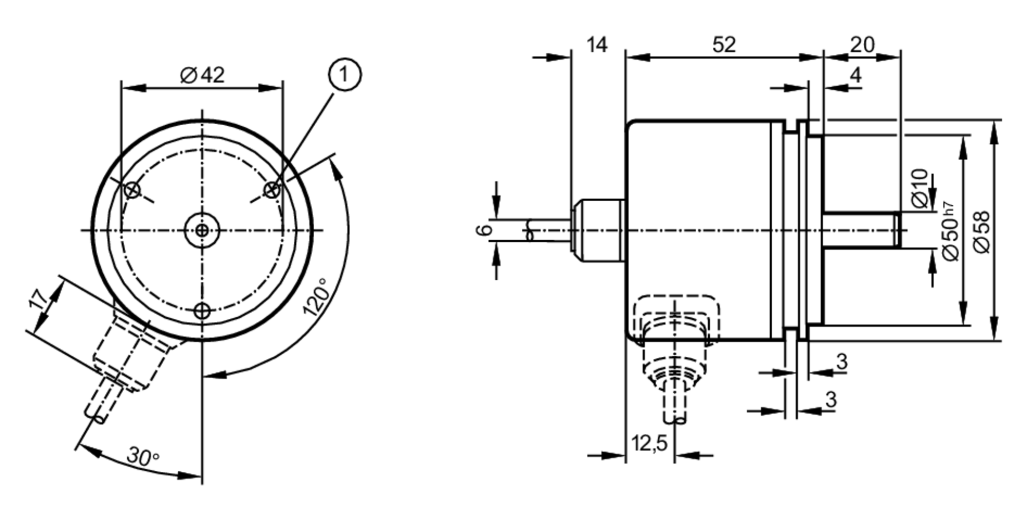 RN6050 - Absoluter Singleturn-Drehgeber mit Vollwelle - ifm