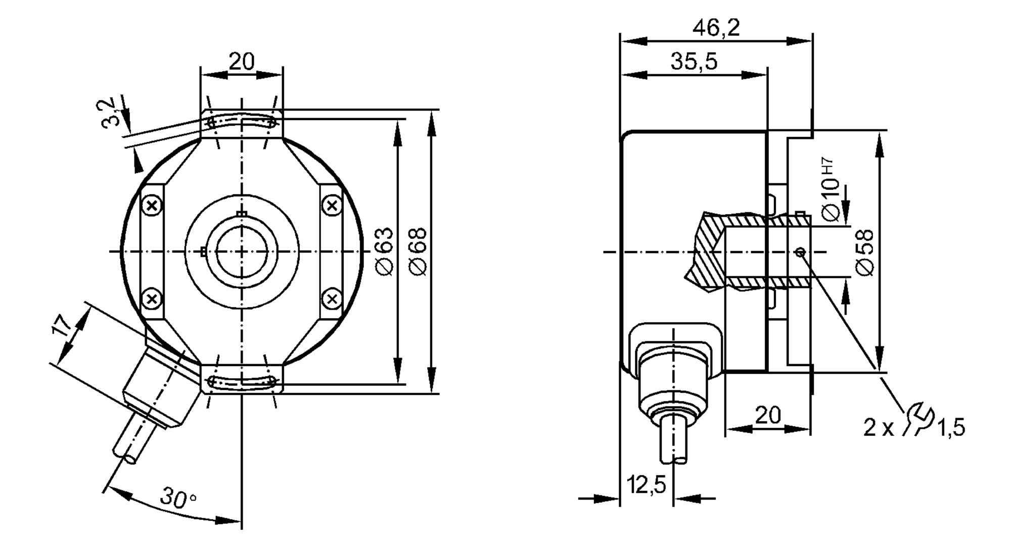RO1357 - Inkrementaler Drehgeber mit Hohlwelle - ifm