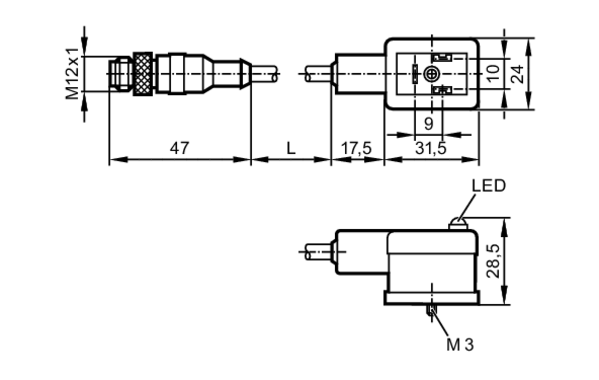 E11421 - Verbindungskabel mit Ventilstecker - ifm