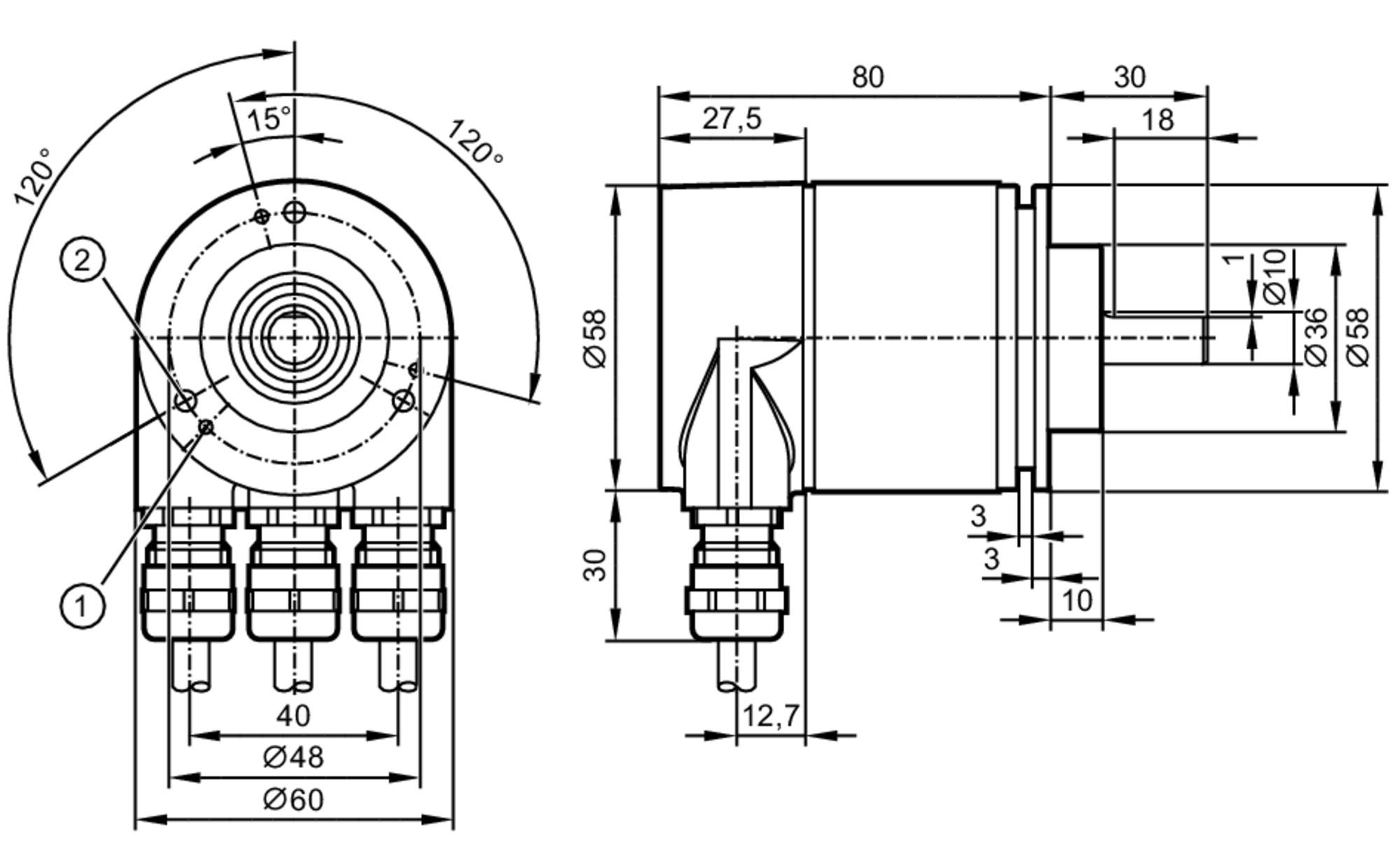 RM7012 - Absolute multiturn encoder with solid shaft - ifm