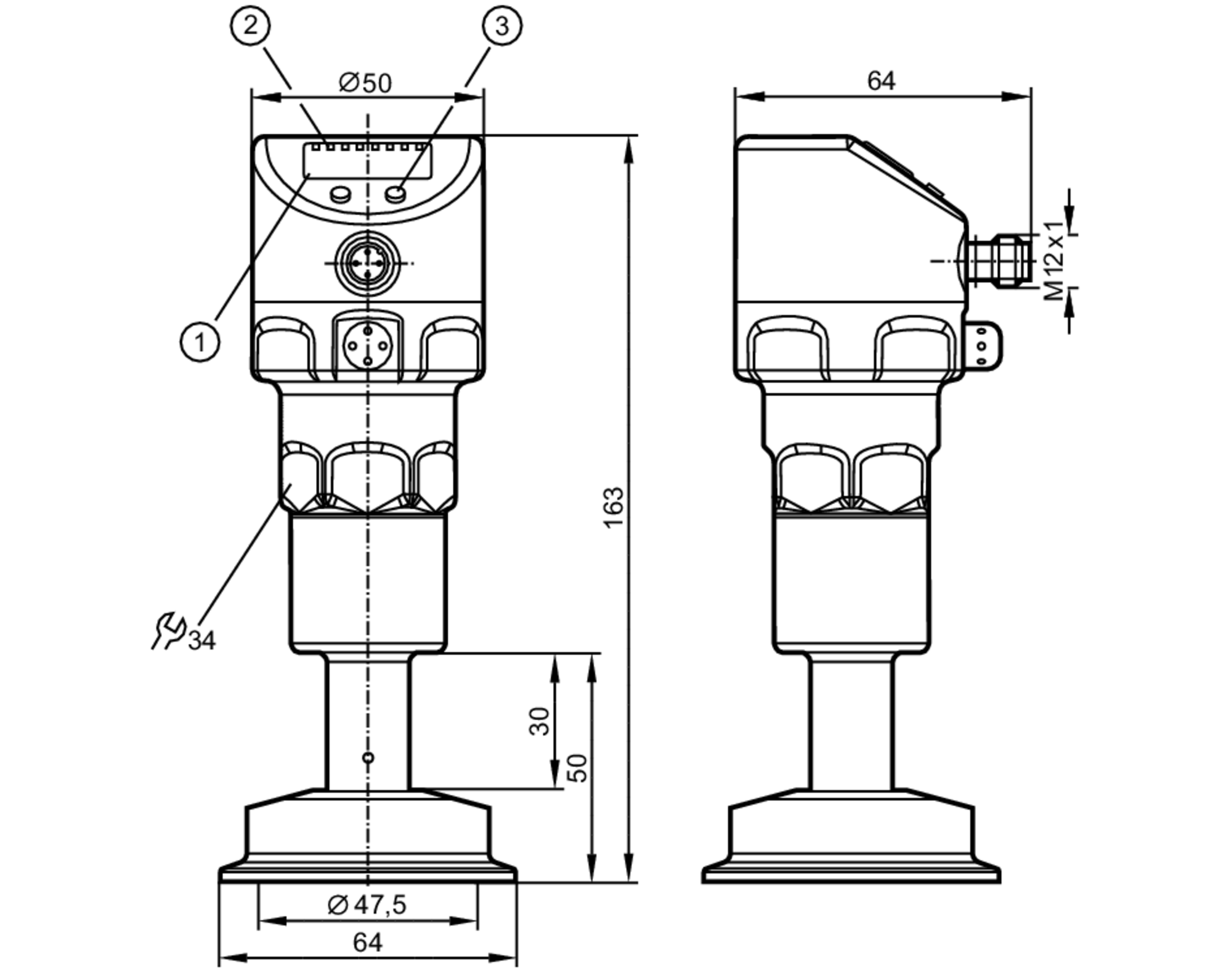 PI2304 - Flush pressure sensor with display - ifm