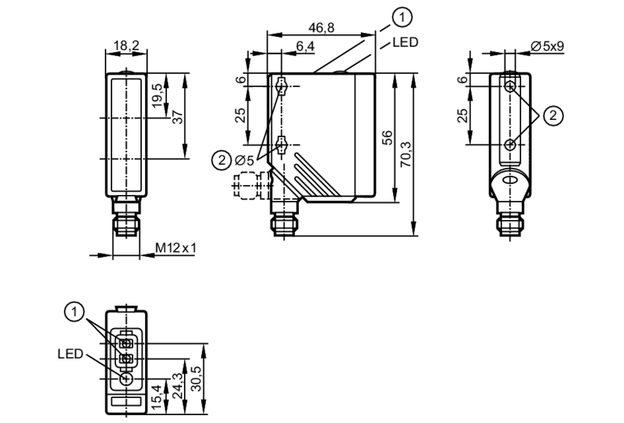 O5H500 - Diffuse reflection sensor with background suppression - ifm