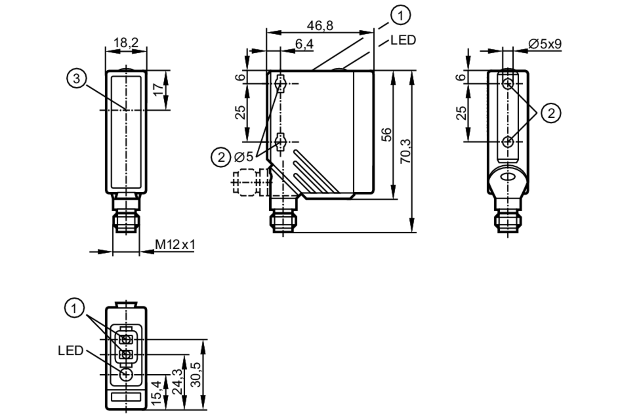 O5E500 - Through-beam sensor receiver - ifm electronic