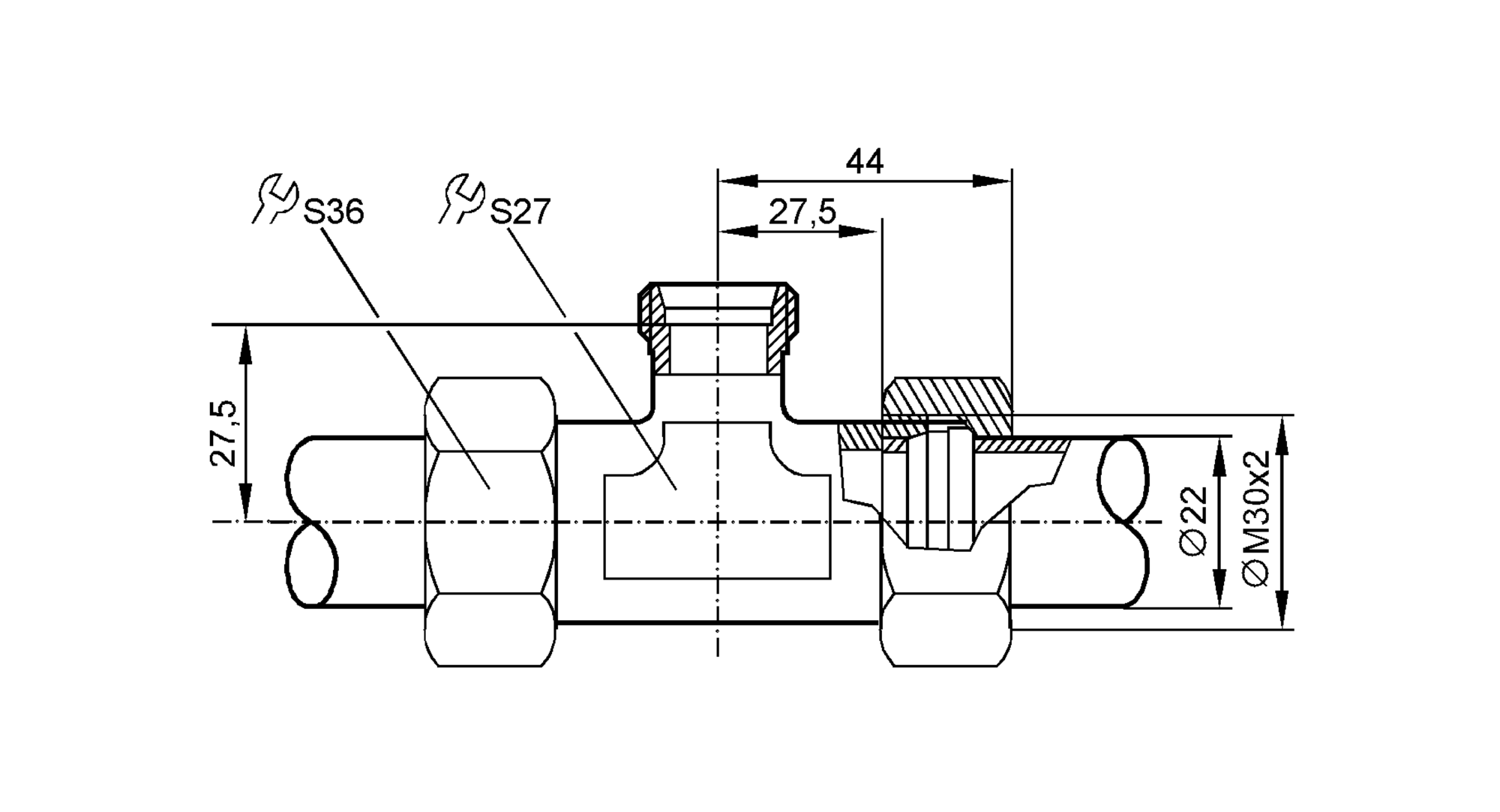 E40082 - T-piece with progressive ring fitting - ifm