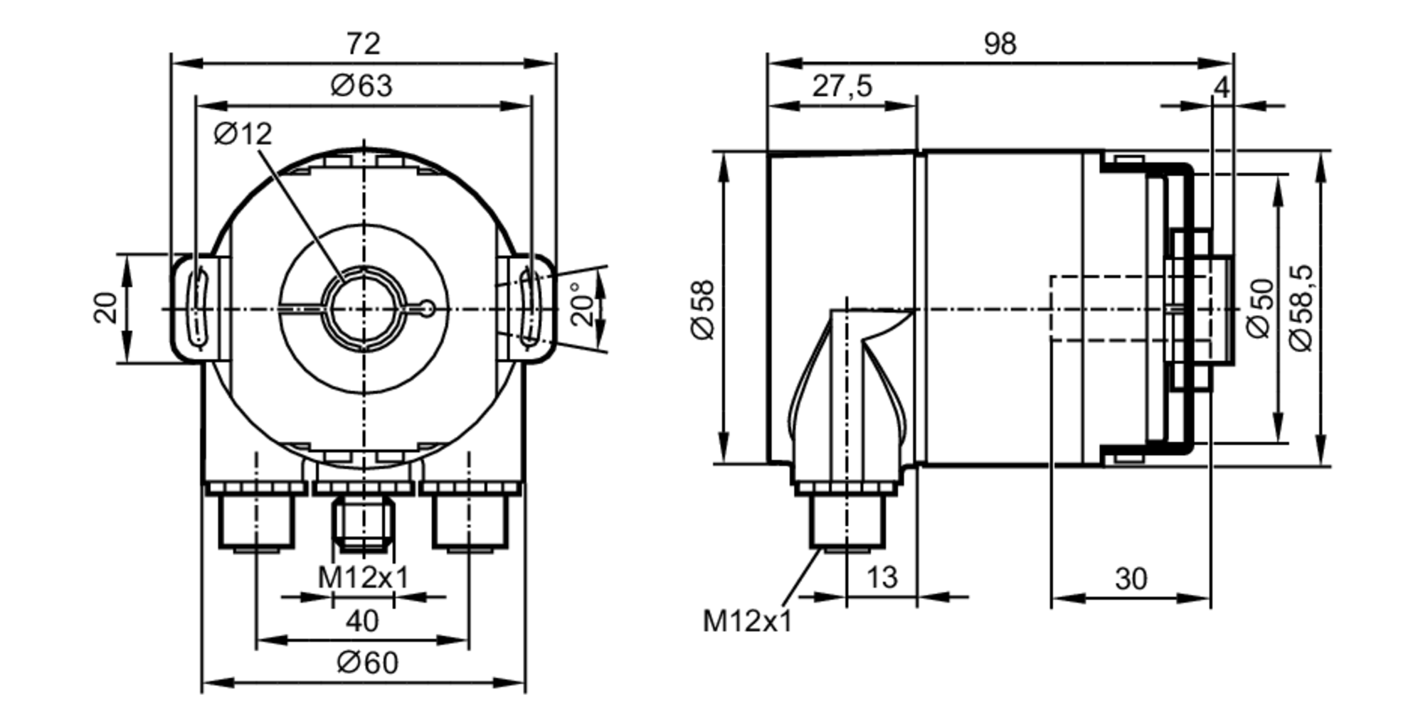 RM3010 - Encóder absoluto multivuelta con eje macizo - ifm electronic