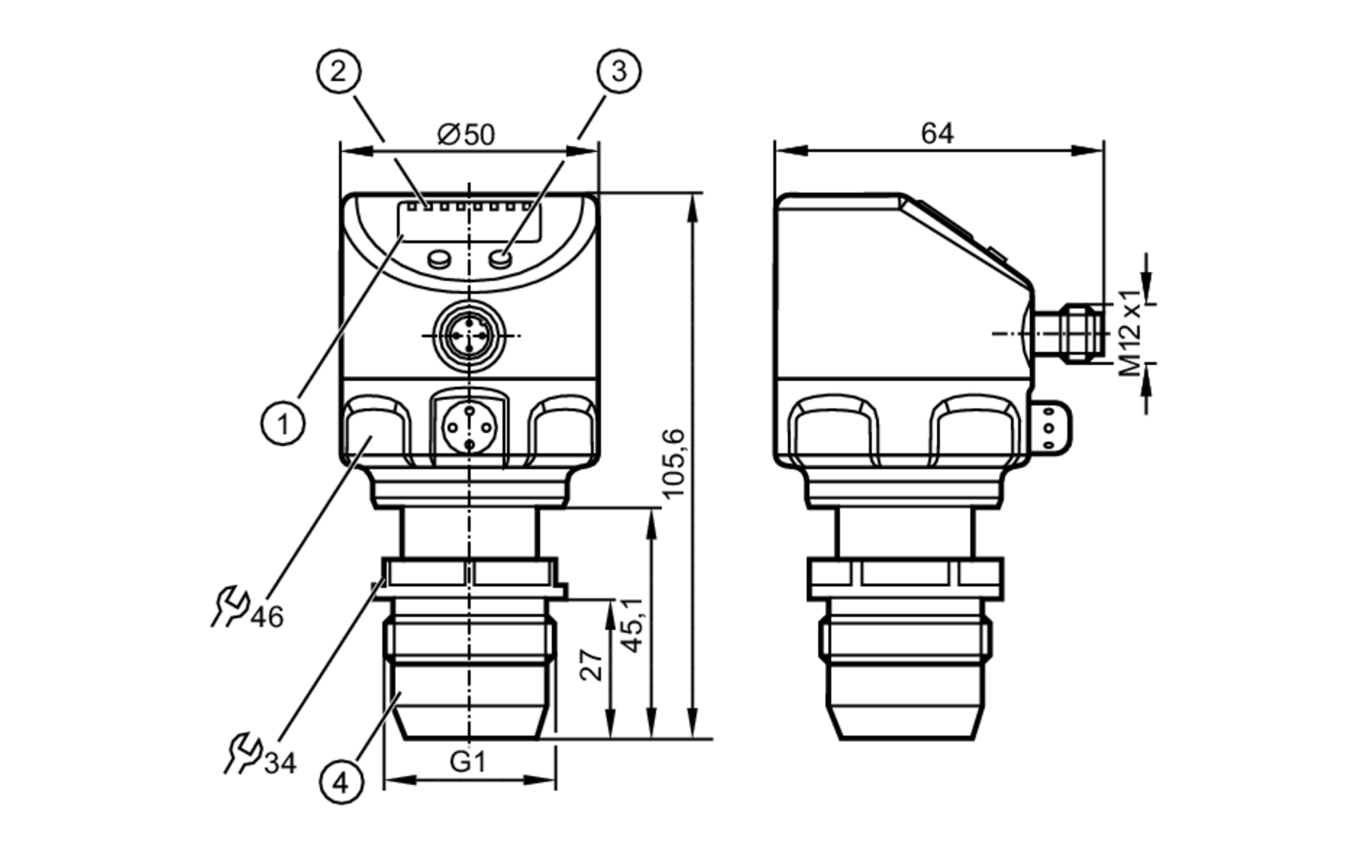 PI2897 - Flush pressure sensor with display - ifm