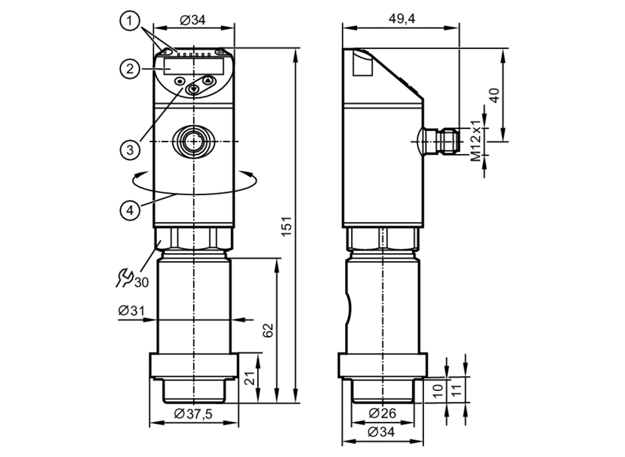 PY9001 - Pressure sensor with display - ifm