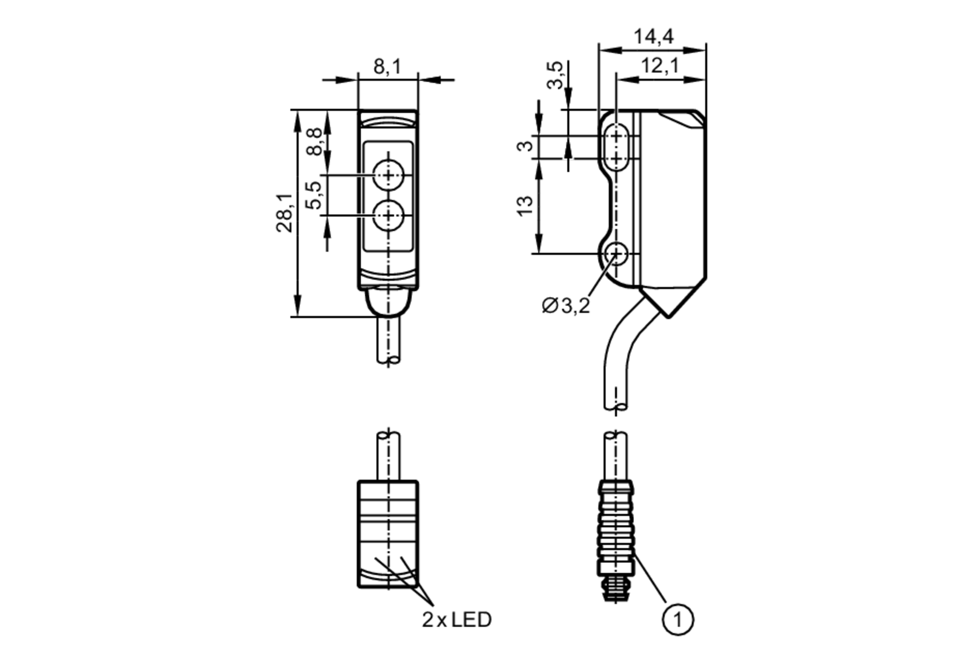 O8H220 - Diffuse reflection sensor with background suppression - ifm