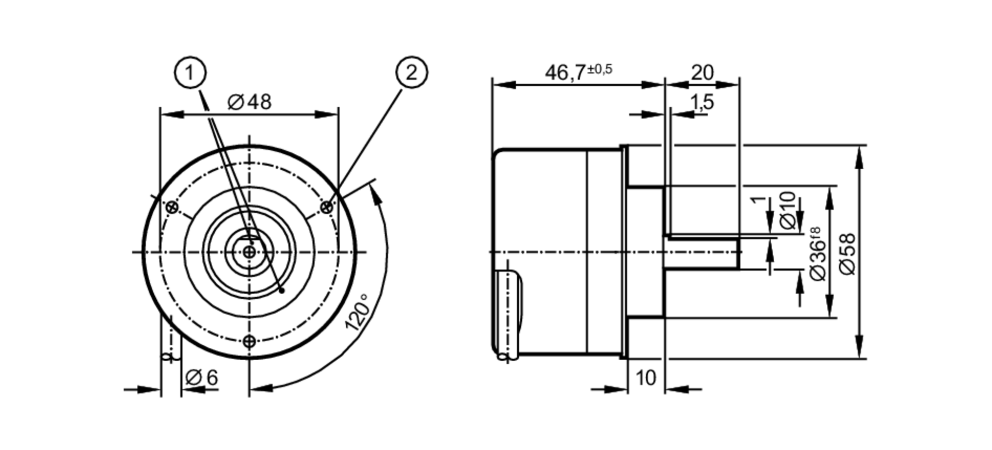 RV6003 - Incremental encoder with solid shaft - ifm