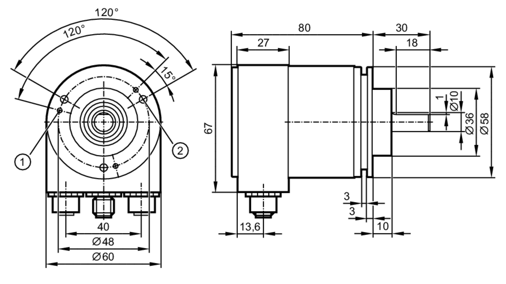 RM3011 - Encoder assoluto multigiro con albero pieno - ifm