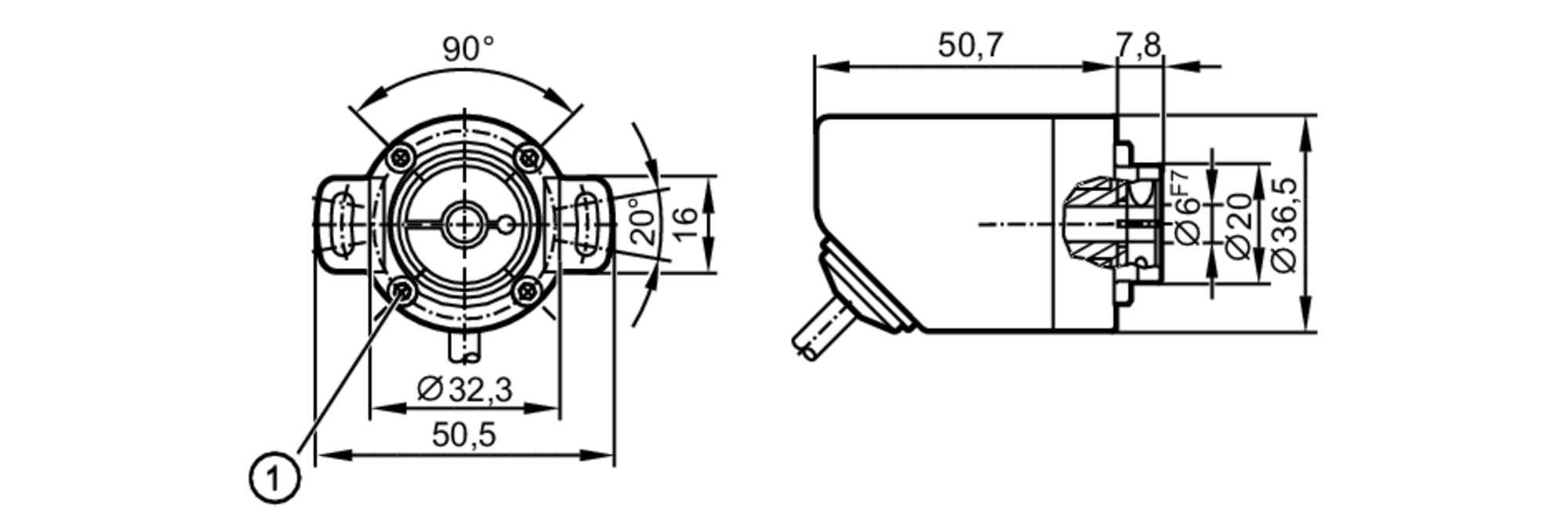 RA3501 - インクリメンタル式エンコーダ ホローシャフト - ifm