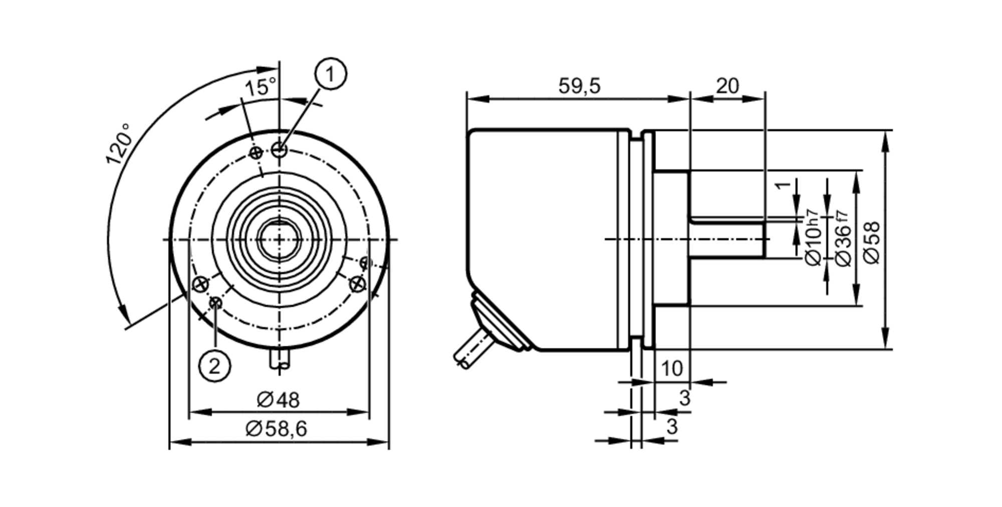 RV3500 - Encóder incremental con eje macizo - ifm