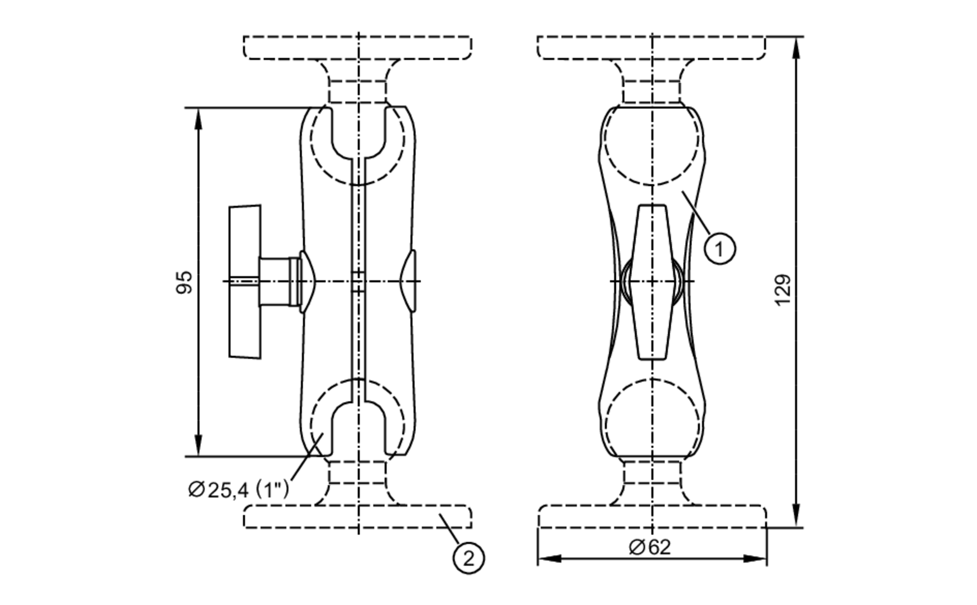 EC0410 - Soporte de montaje con rótula para sistema RAM Mount - ifm