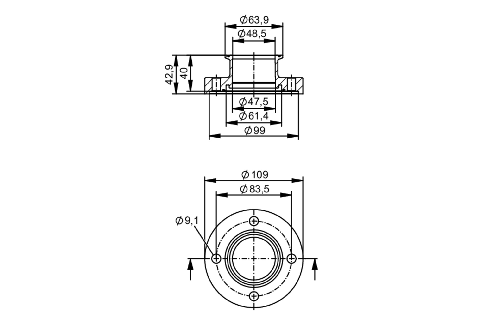 E40483 - adaptador de proceso Clamp ISO 2852 - ifm