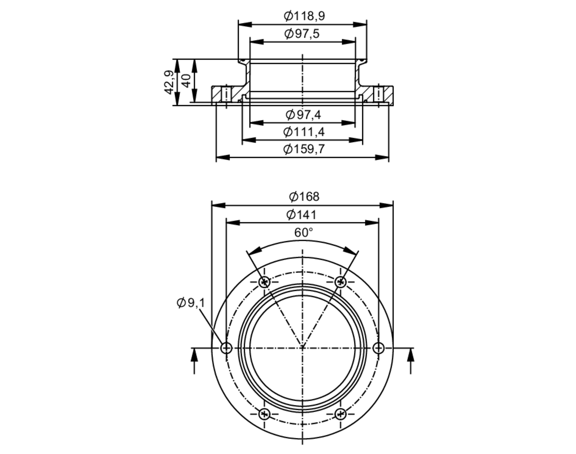 E40486 - process adapter clamp ISO 2852 - ifm