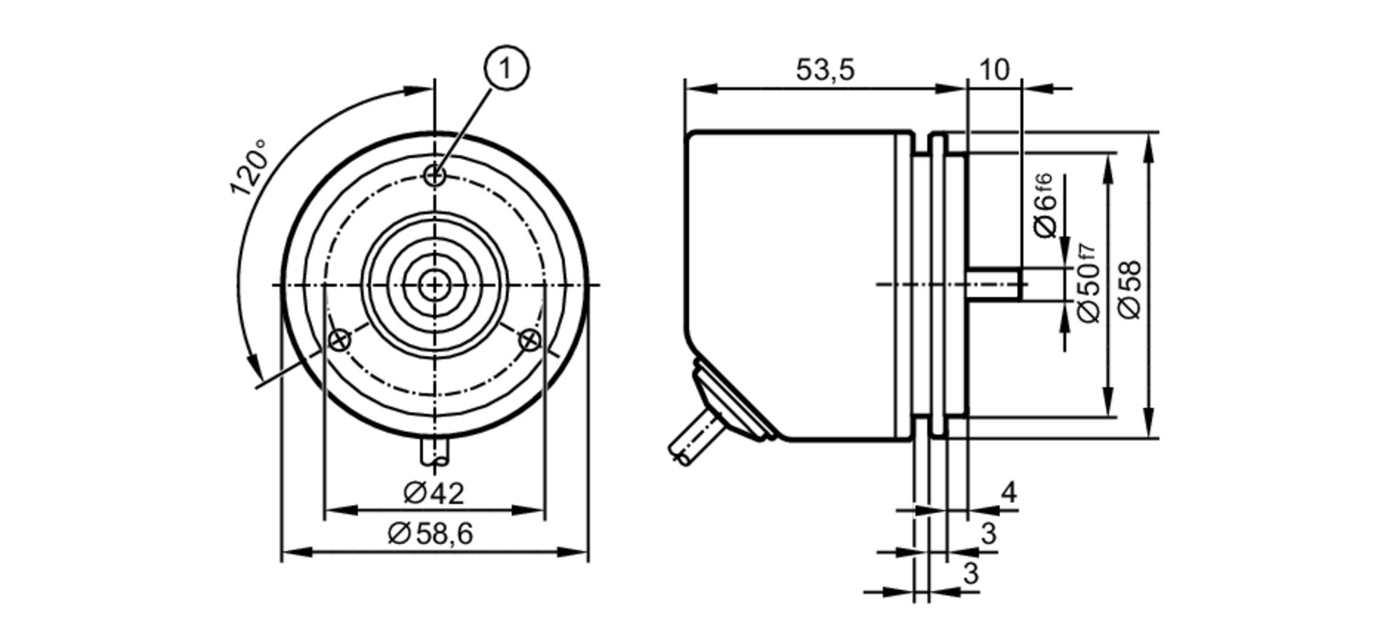 RU3500 - Incremental encoder with solid shaft - ifm