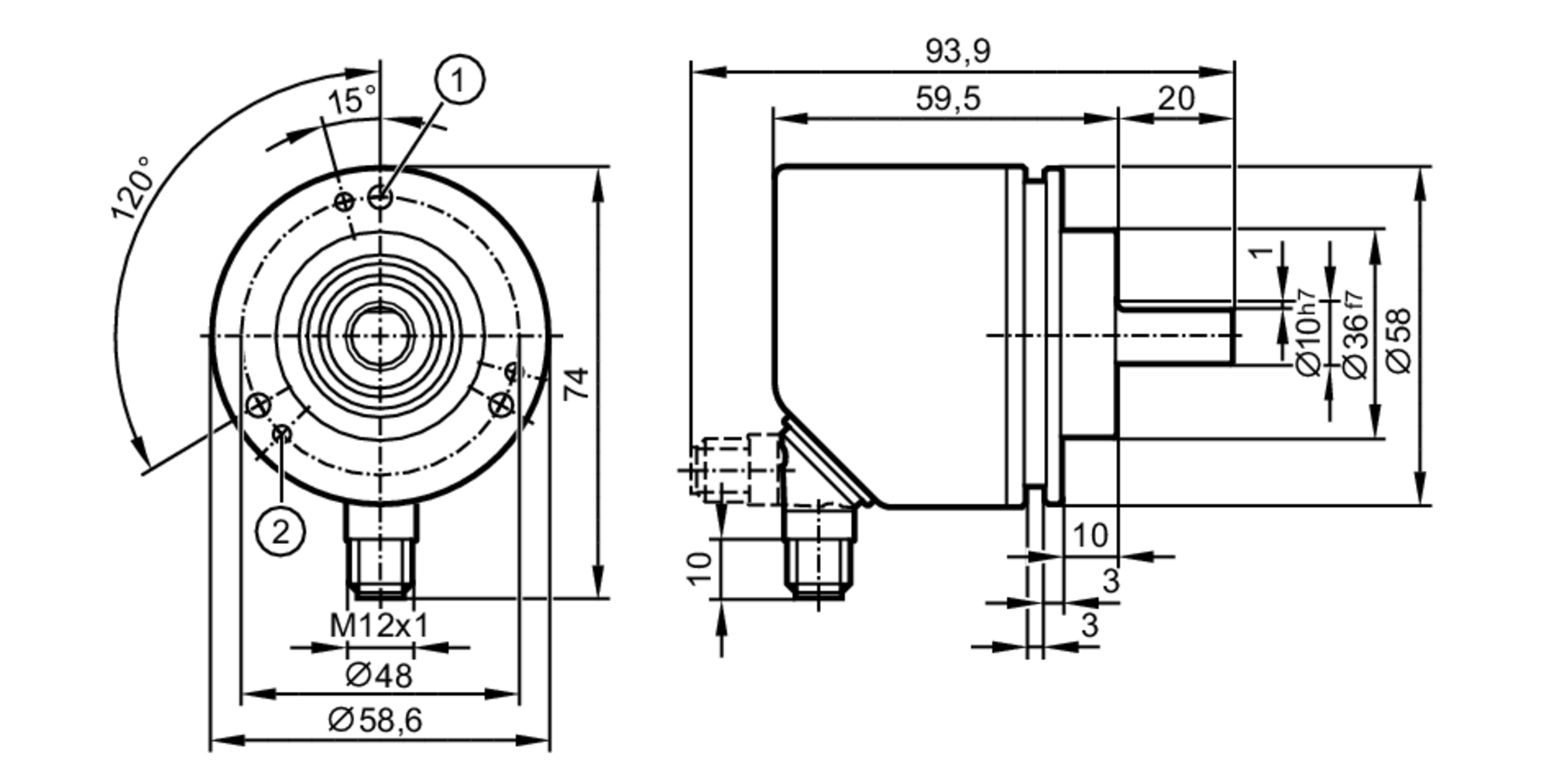 RMV300 - Absolute multiturn encoder with solid shaft - ifm
