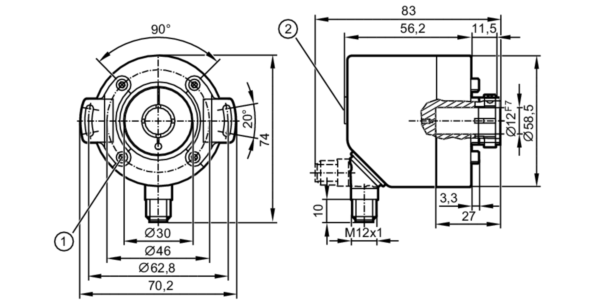 ROP521 - Incremental encoder with hollow shaft and display - ifm