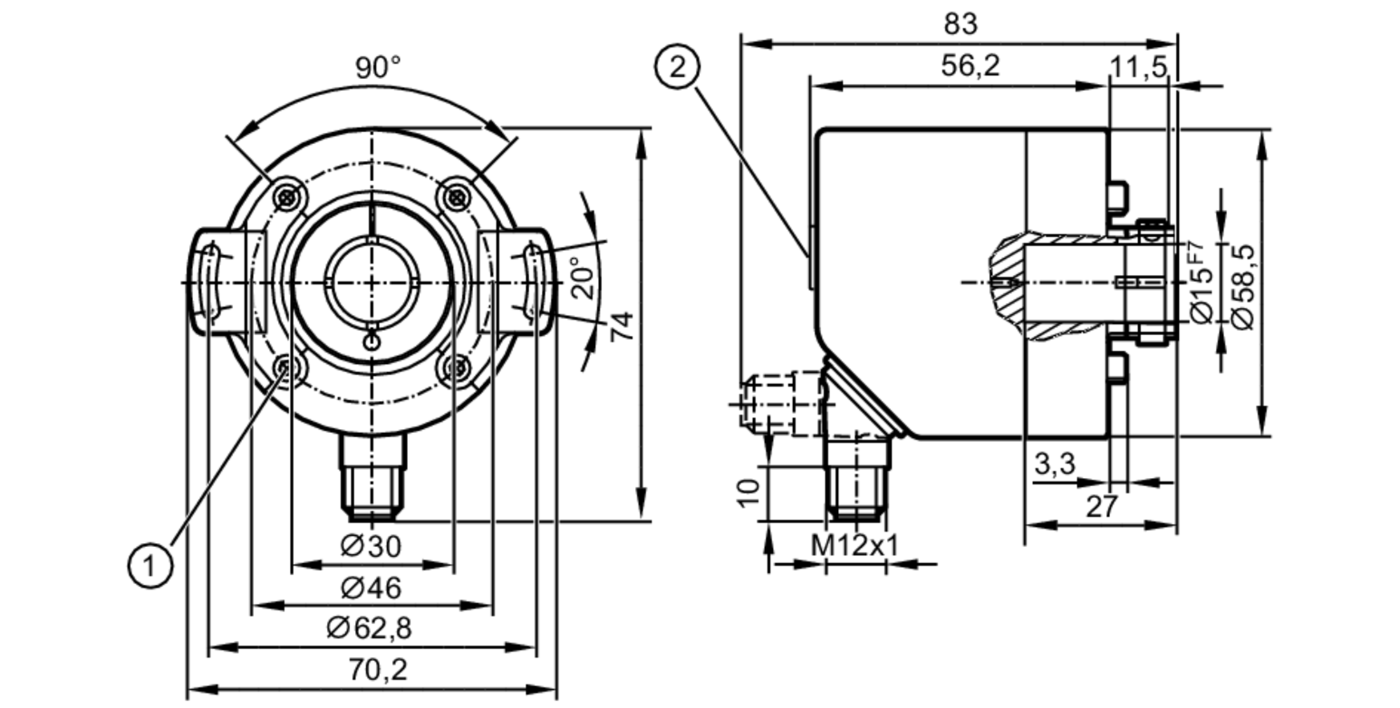 ROP522 - Incremental encoder with hollow shaft and display - ifm