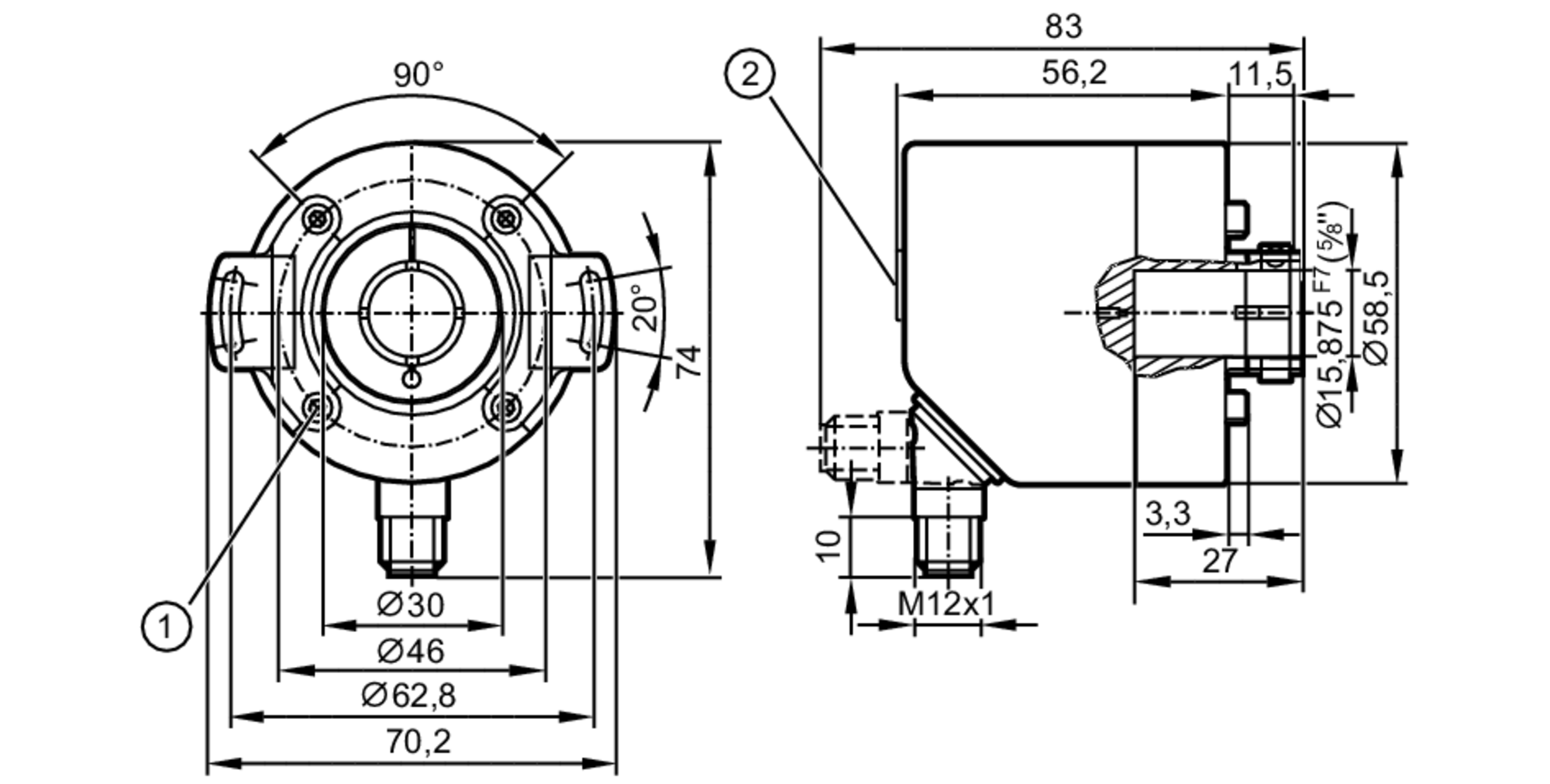 ROP524 - Incremental encoder with hollow shaft and display - ifm