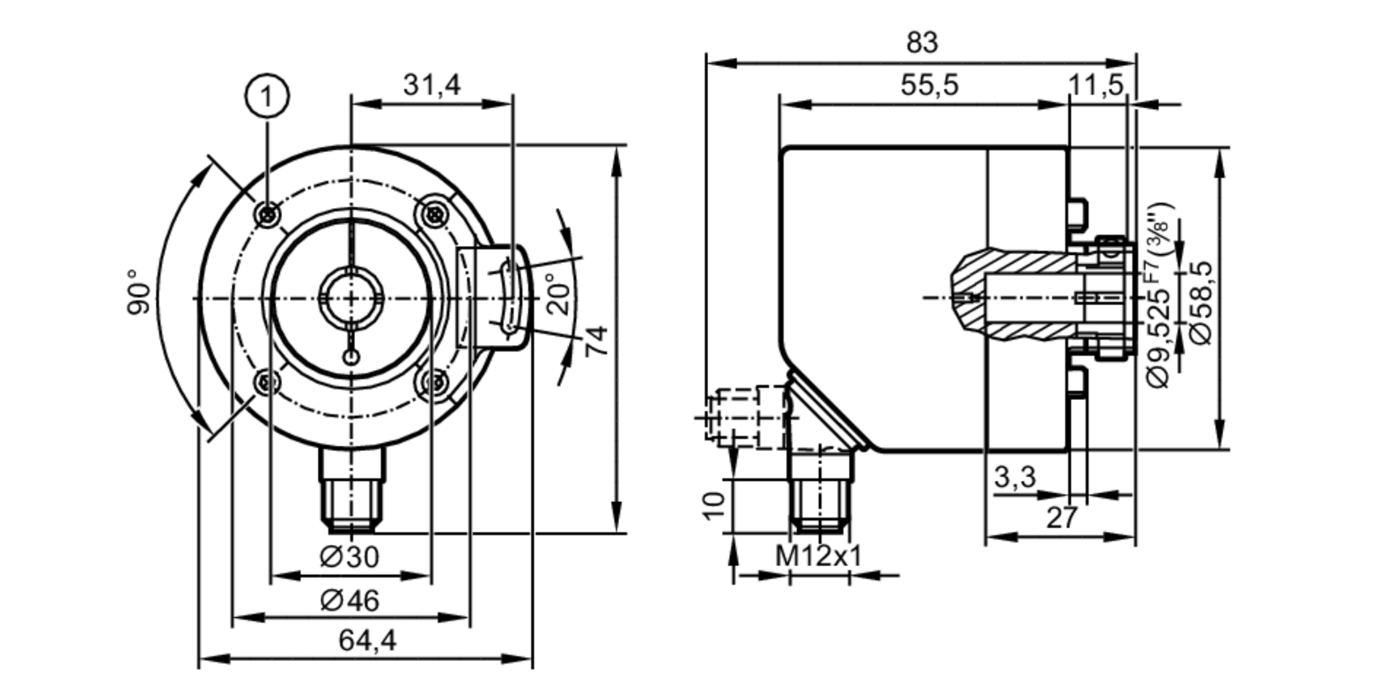 RO3103 - Incremental encoder with hollow shaft - ifm