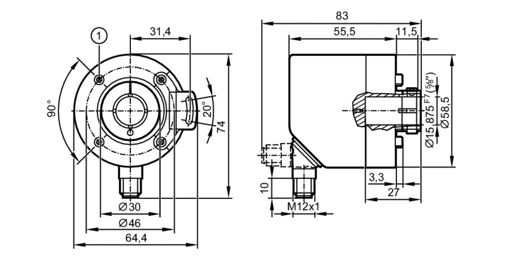 RO3104 - Incremental encoder with hollow shaft - ifm