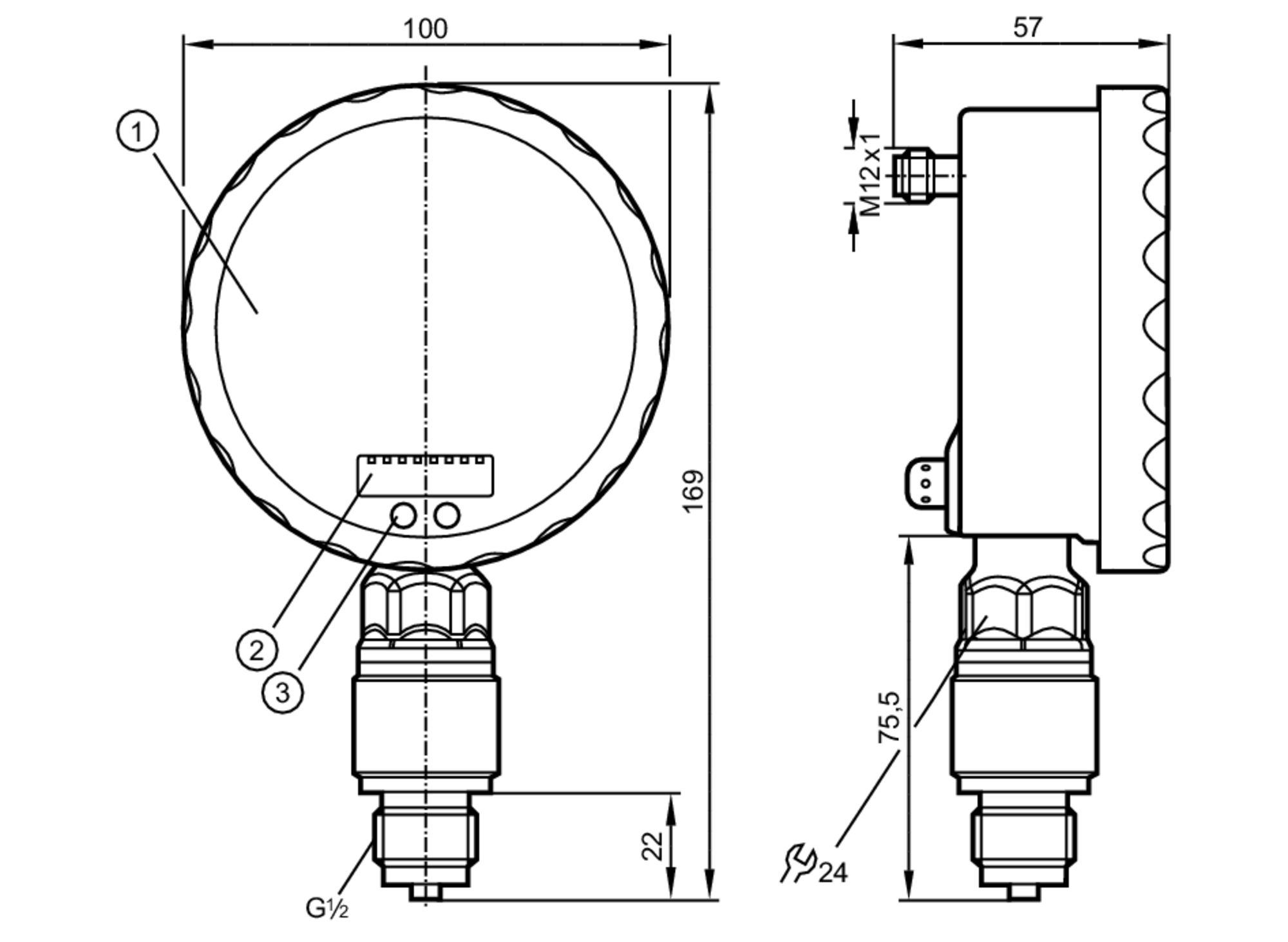 PG2409 - Pressure sensor with analog display - ifm