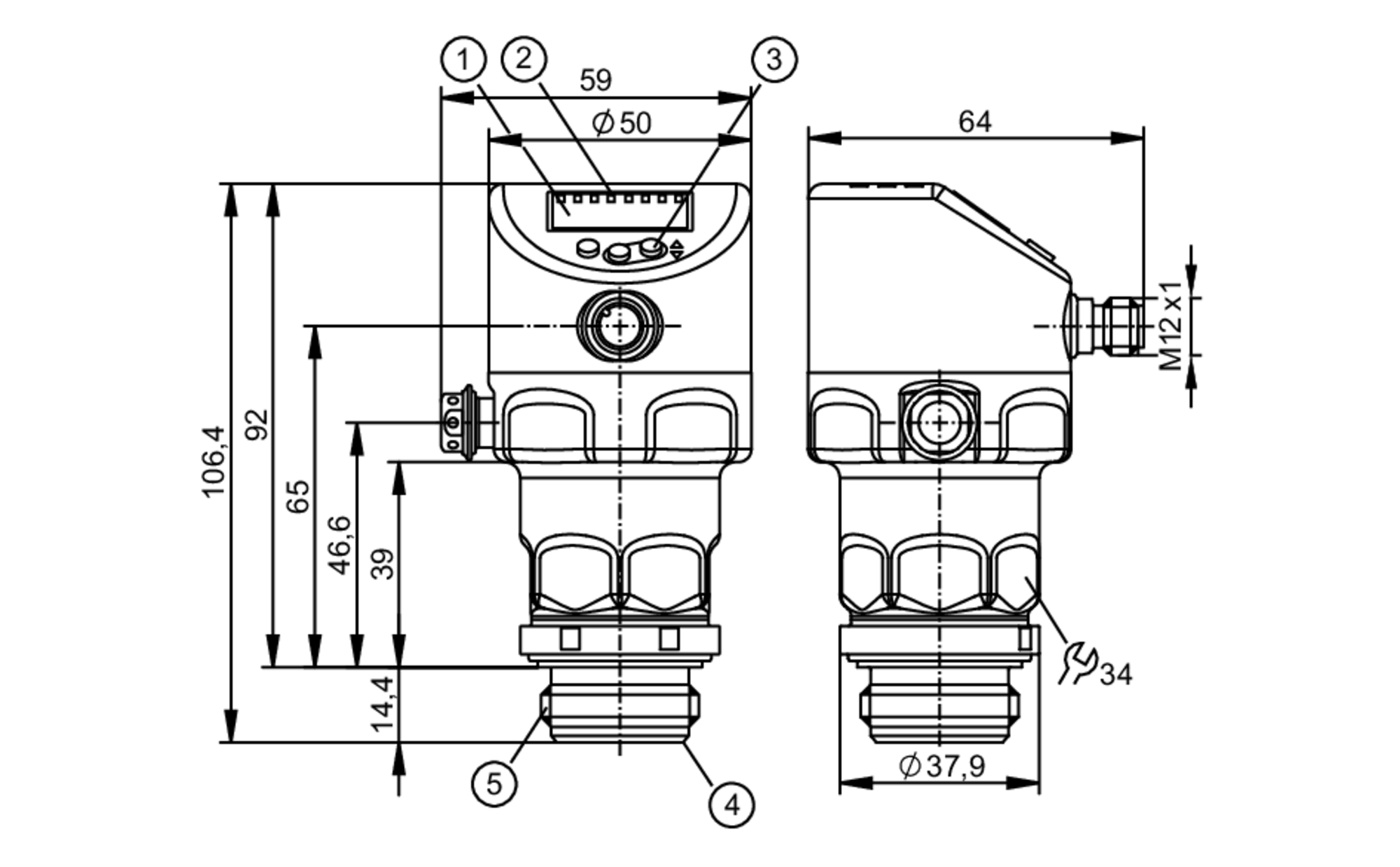 PI1004 - Flush pressure sensor with display - ifm