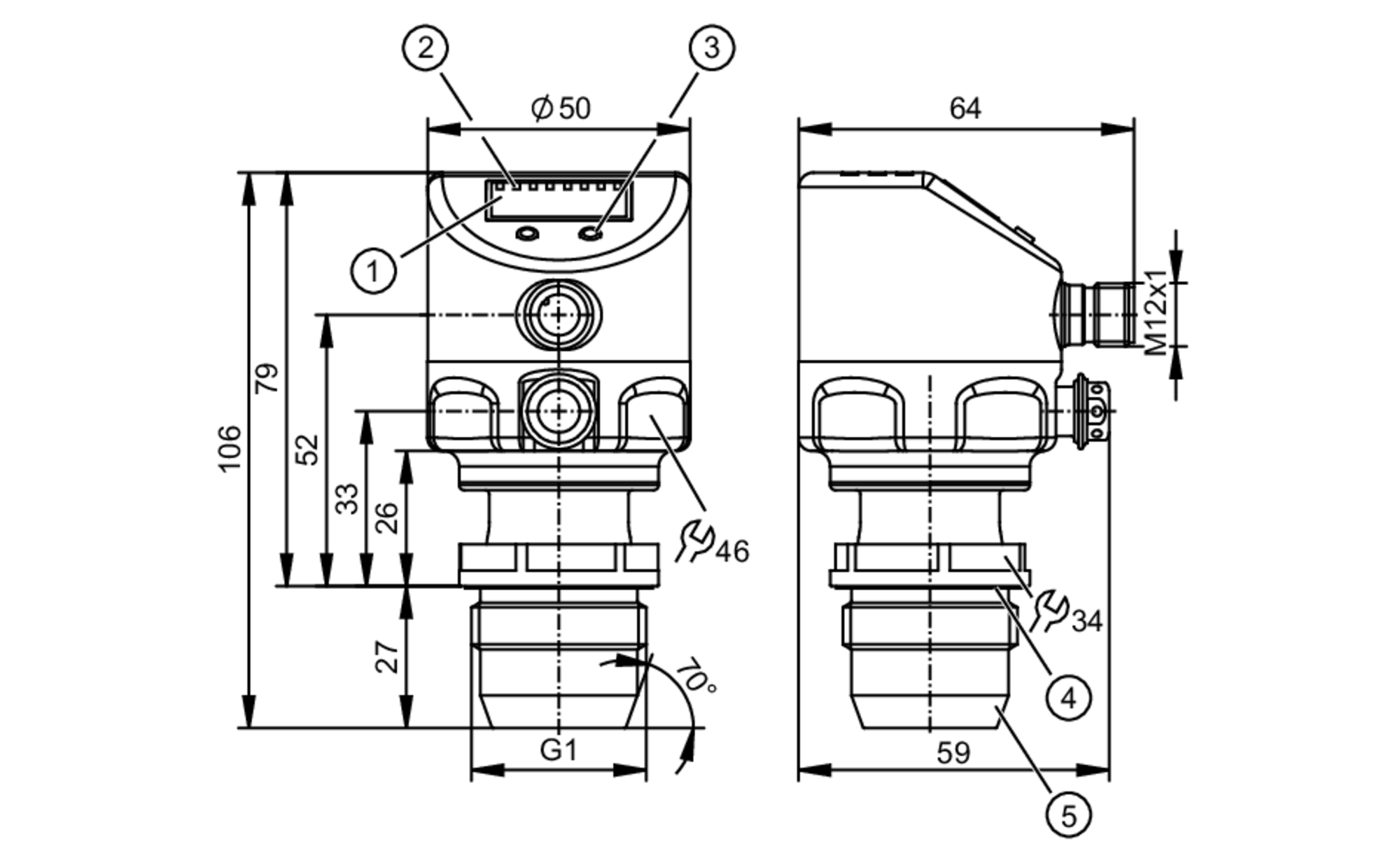 PI2894 - Flush pressure sensor with display - ifm