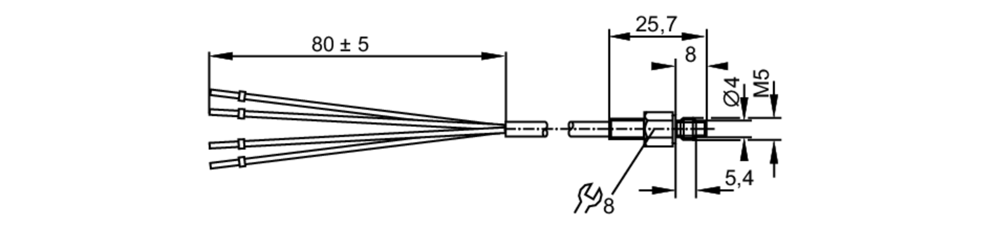 TS4759 - Temperature cable sensor with screw-in sensor - ifm