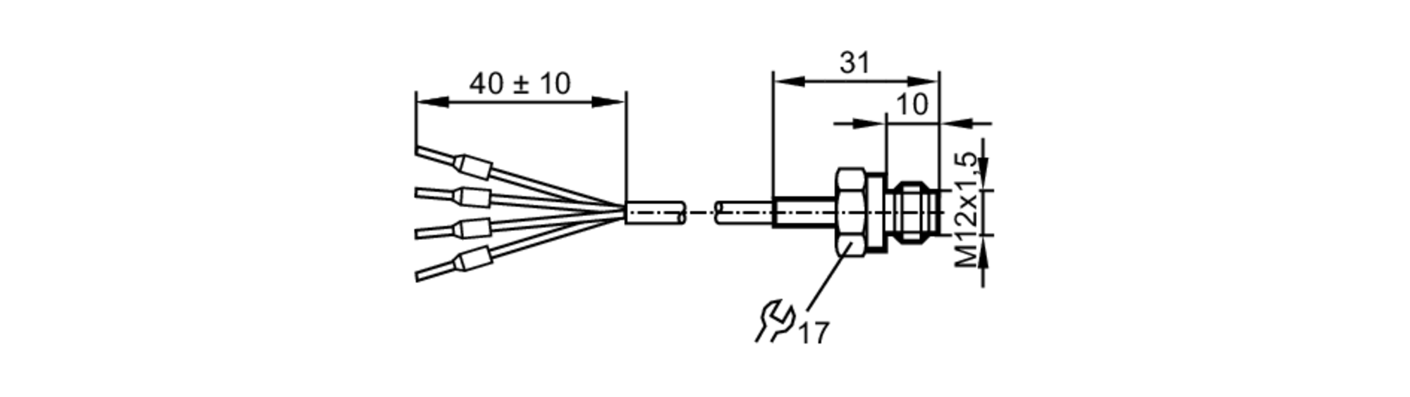 TS5951 - Temperature cable sensor with screw-in sensor - ifm