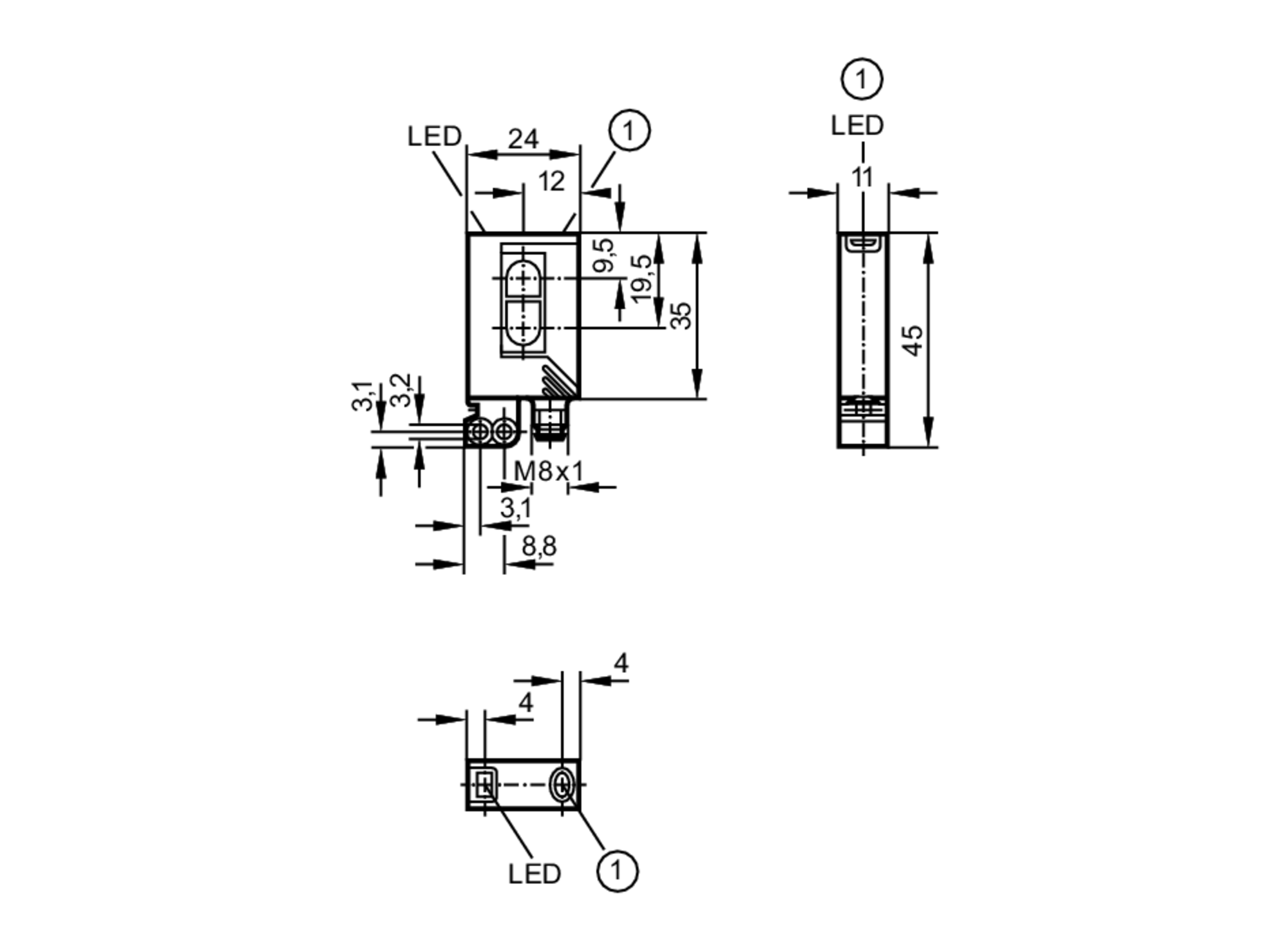 OJ5044 - Diffuse reflection sensors with background suppression - ifm
